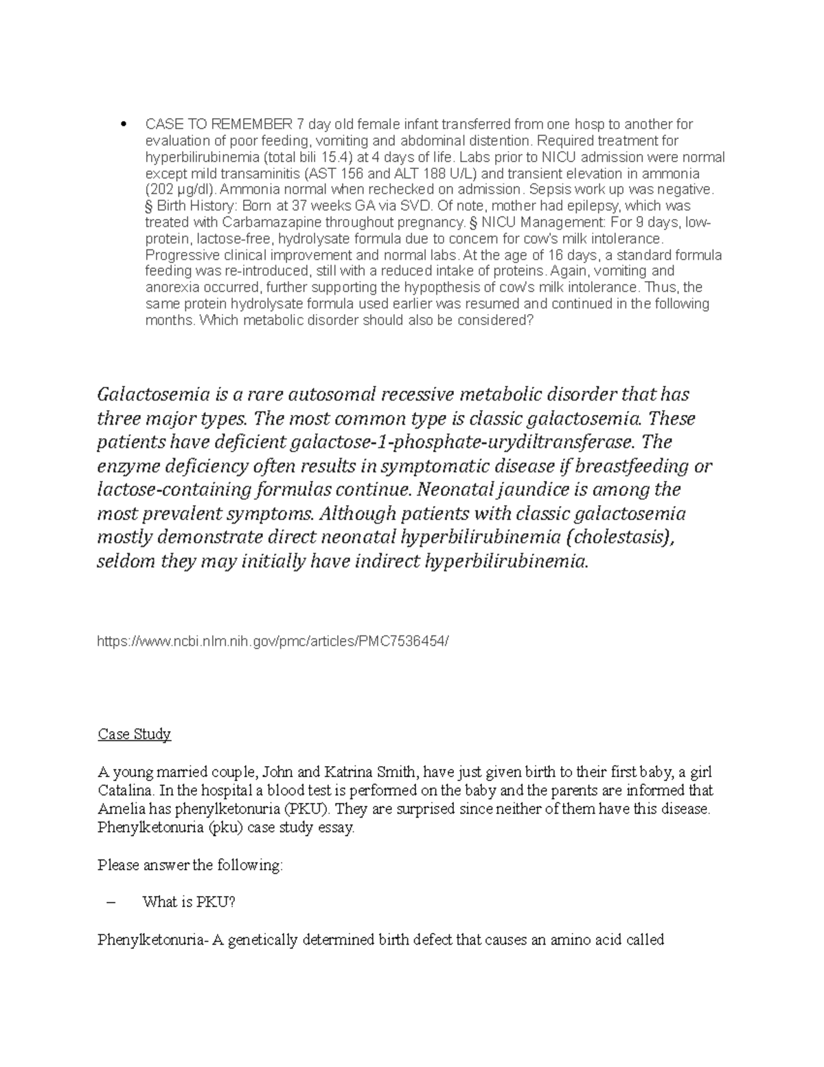 Case study to remember peds - CASE TO REMEMBER 7 day old female infant ...