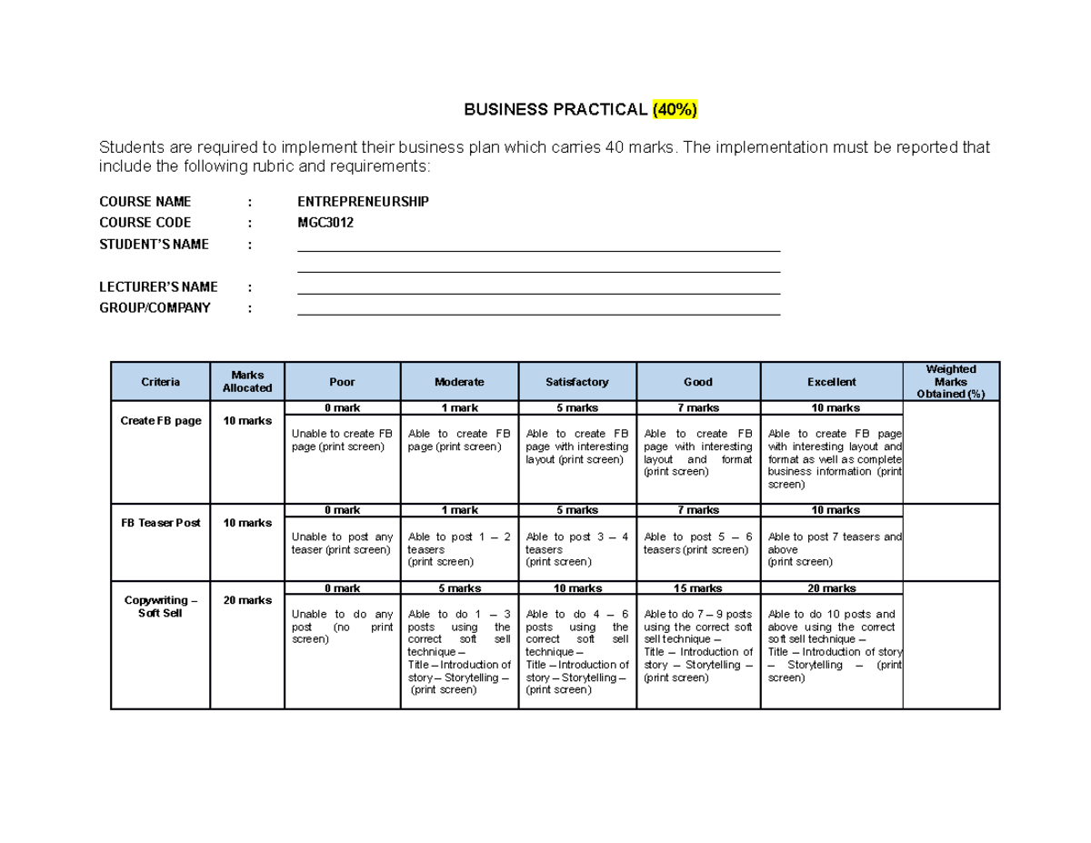 Business Practical - takde kena mngena sajaupload - BUSINESS PRACTICAL ...