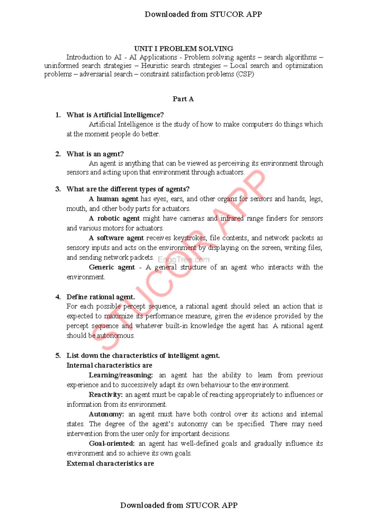 AI&ML CS3491-2 Marks - UNIT I PROBLEM SOLVING Introduction to AI - AI Applications - Problem ...