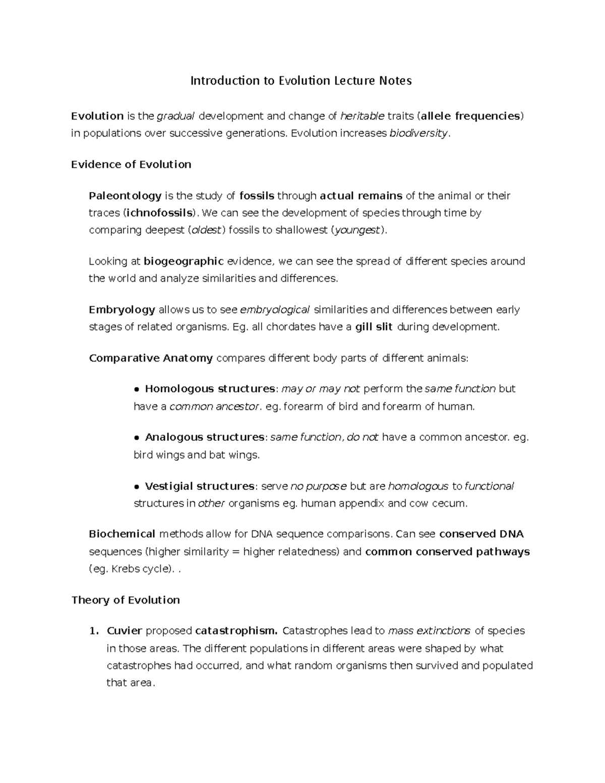 Introduction to Evolution Lecture Notes - Introduction to Evolution ...