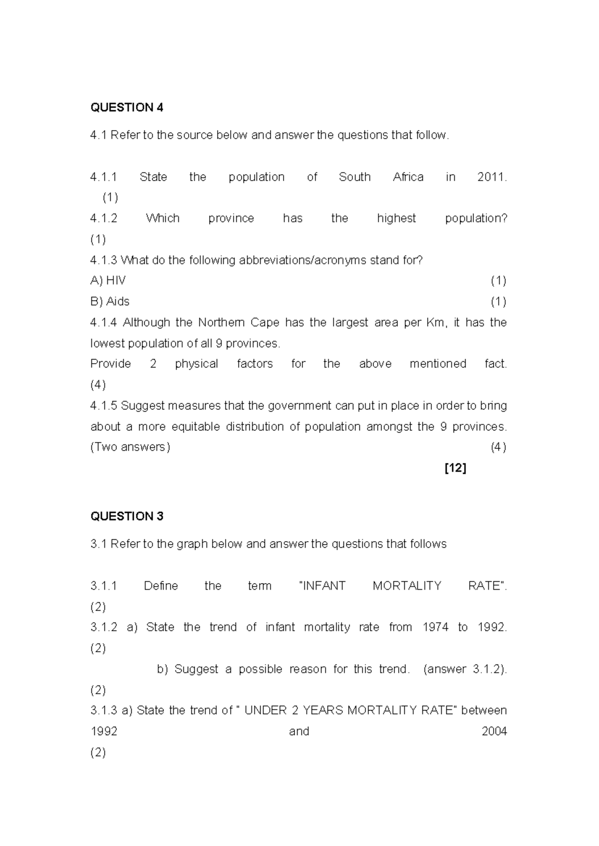 Geography TEST 10 - The Population distribution and population movement ...