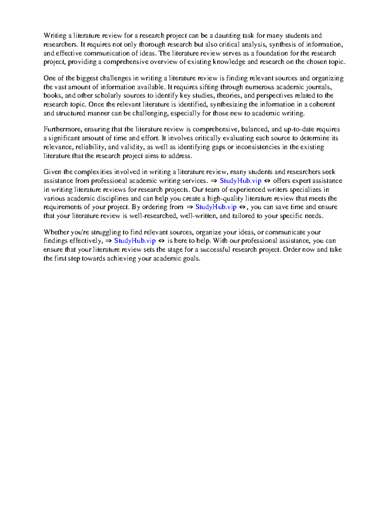 Example Of Literature Review For Research Project - Writing a ...