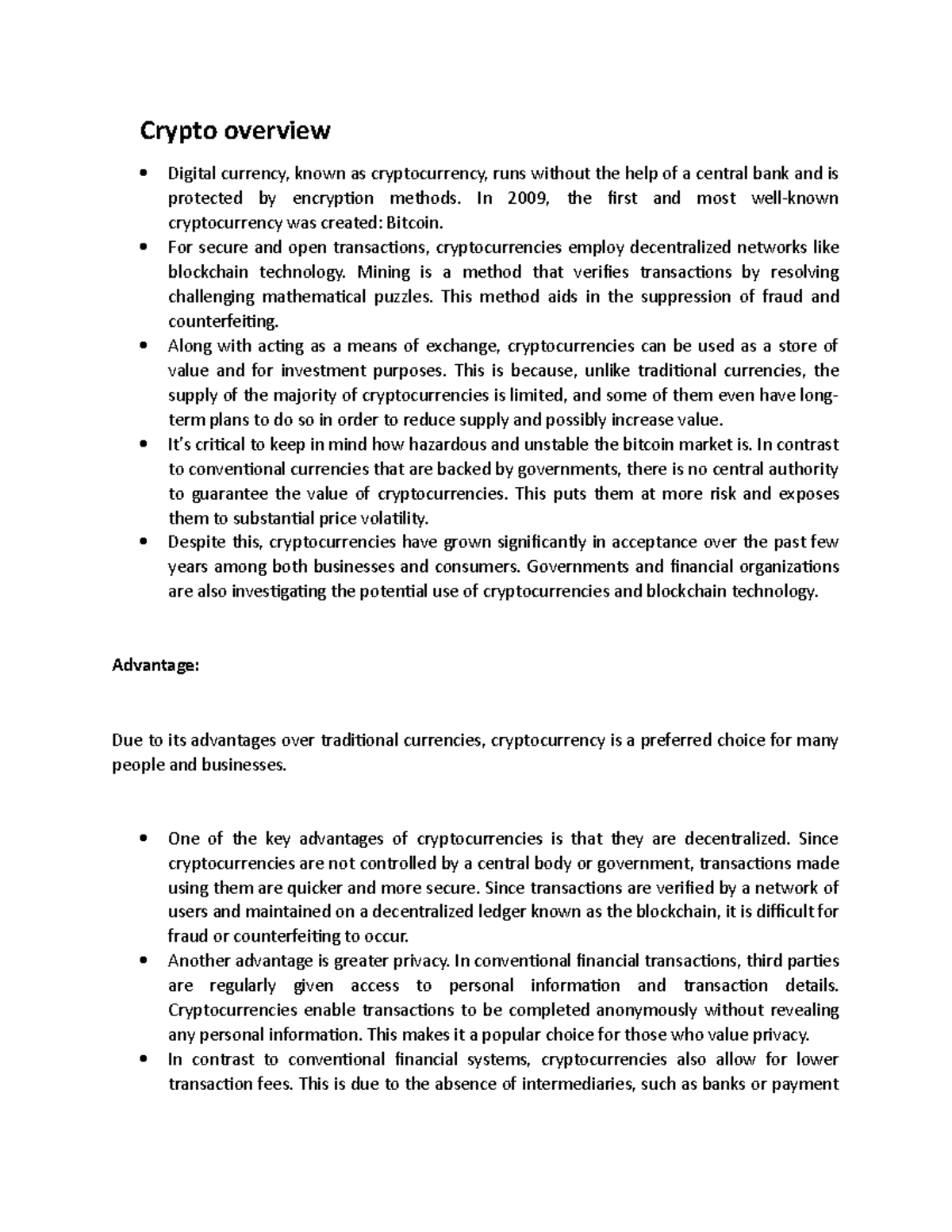 Lecture Notes - Crypto overview - Crypto overview Digital currency ...
