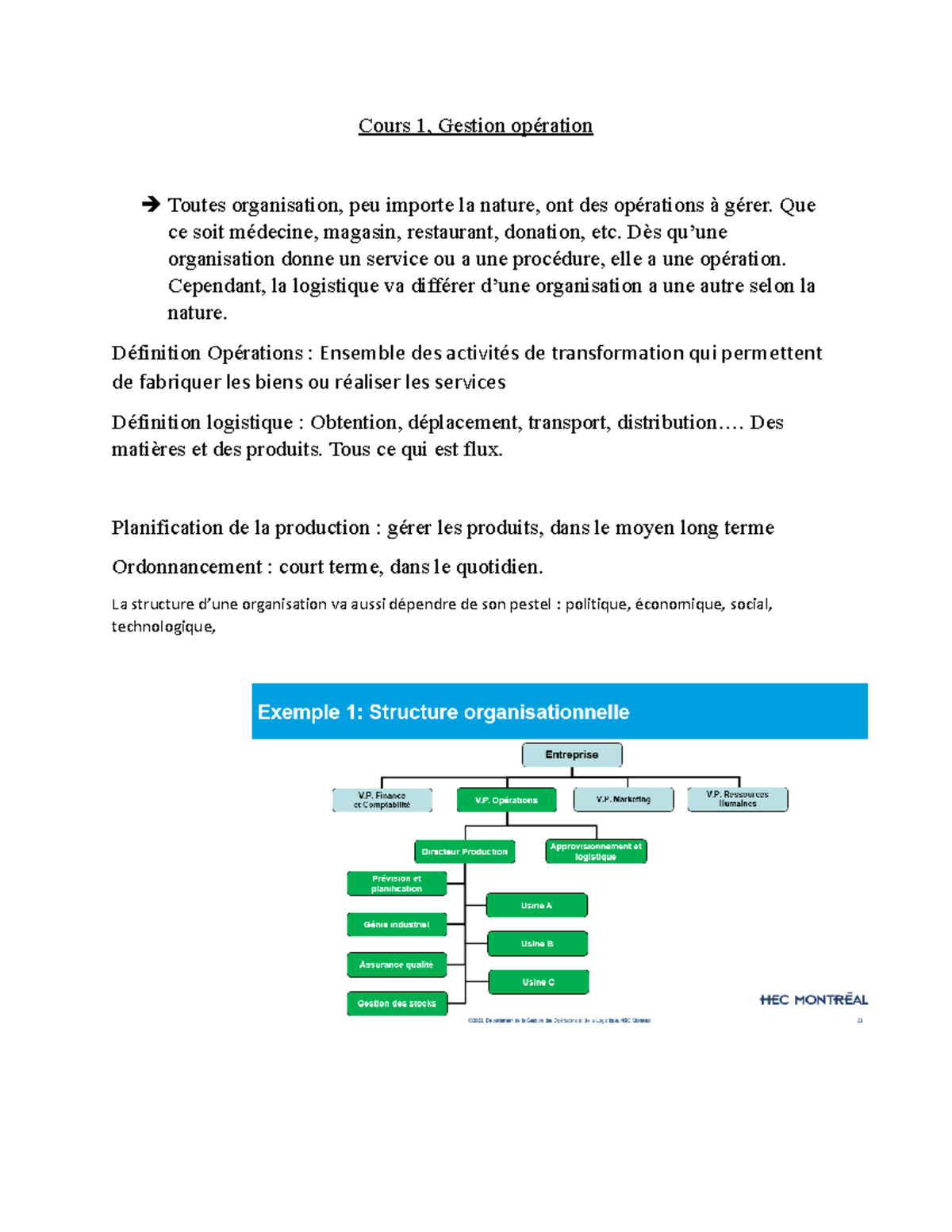 Gestion opération cours 1 - Cours 1, Gestion opération Toutes ...