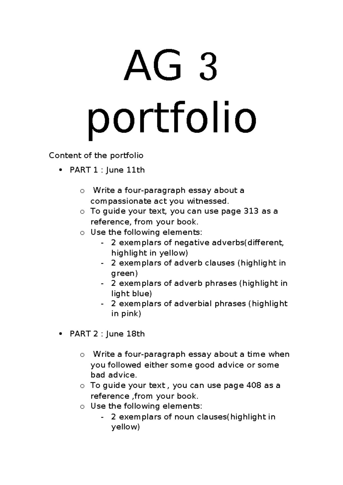 How to work on the portfolio in Advance Grammar - AG 3 portfolio ...