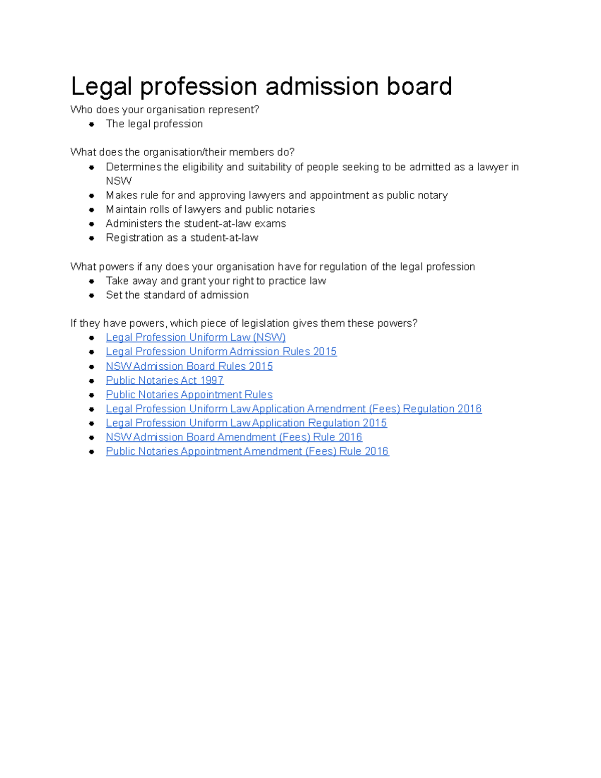 Legal profession admission board - Studocu