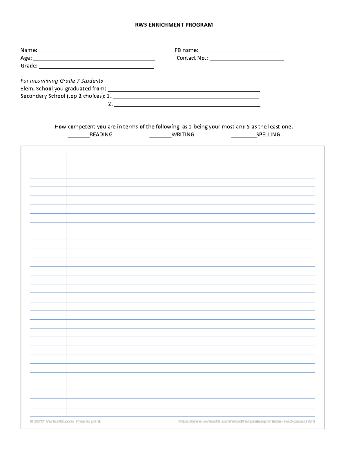 1 w - You can modify the notes. - RWS ENRICHMENT PROGRAM Name