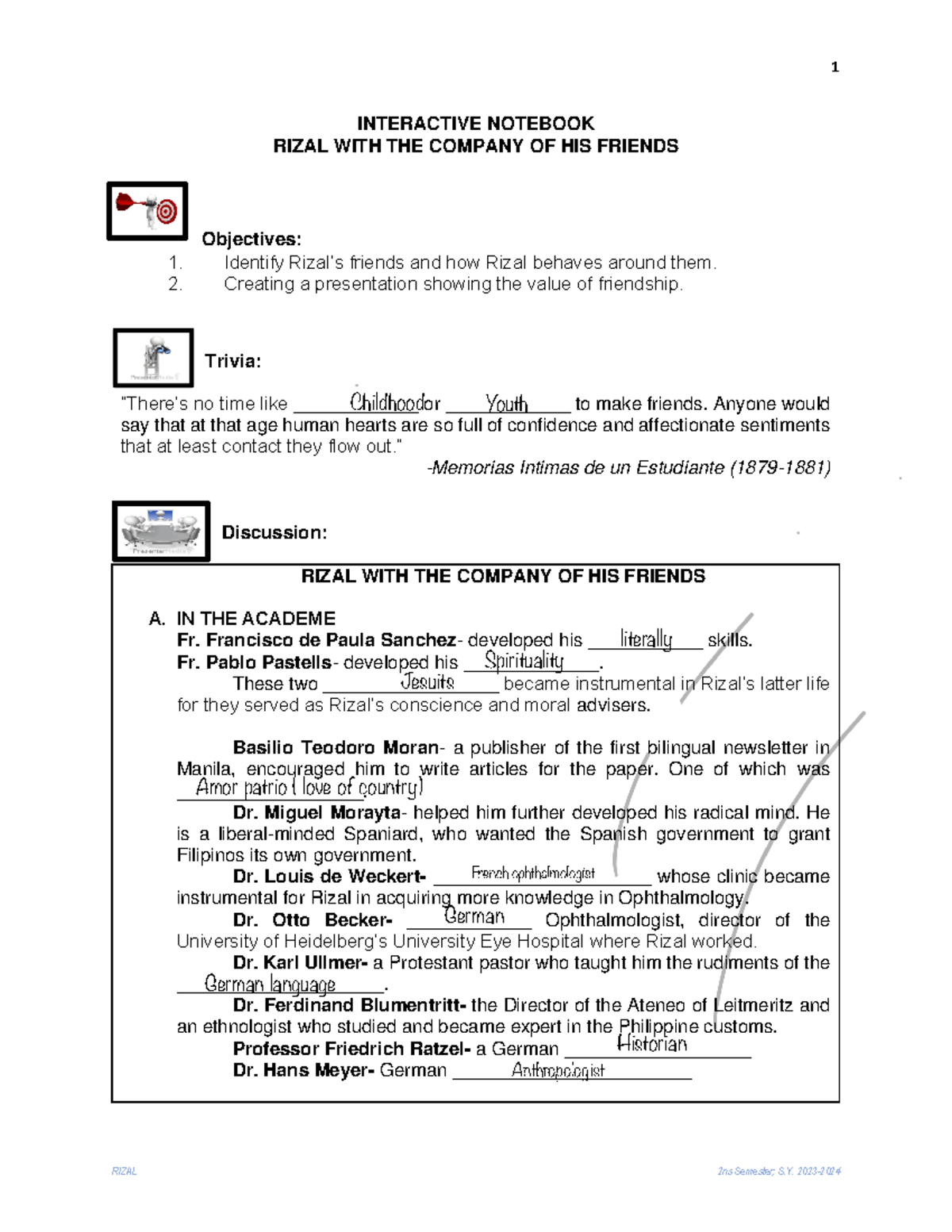 Interactive- Notebook-6 - 1 RIZAL 2ns Semester; S. 2023- 2024 INTERACTIVE NOTEBOOK RIZAL WITH ...
