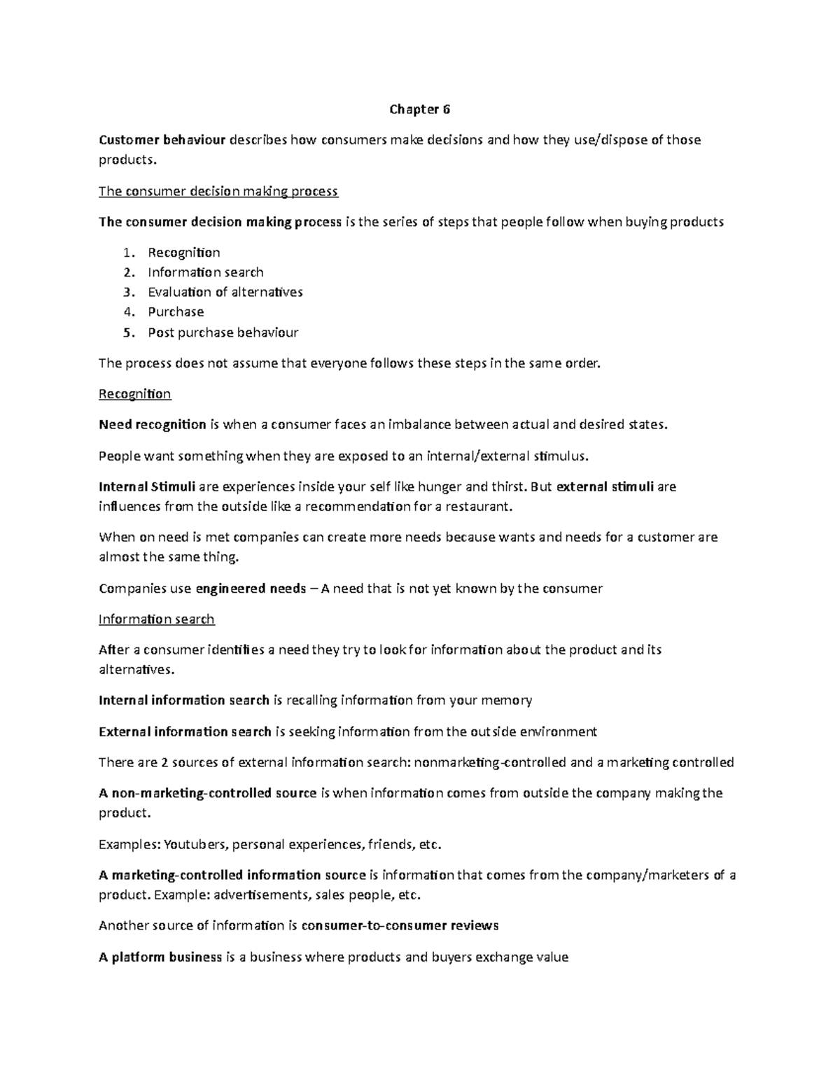 Chapter-6-1 - textbook chapter 6 notes - Chapter 6 Customer behaviour ...