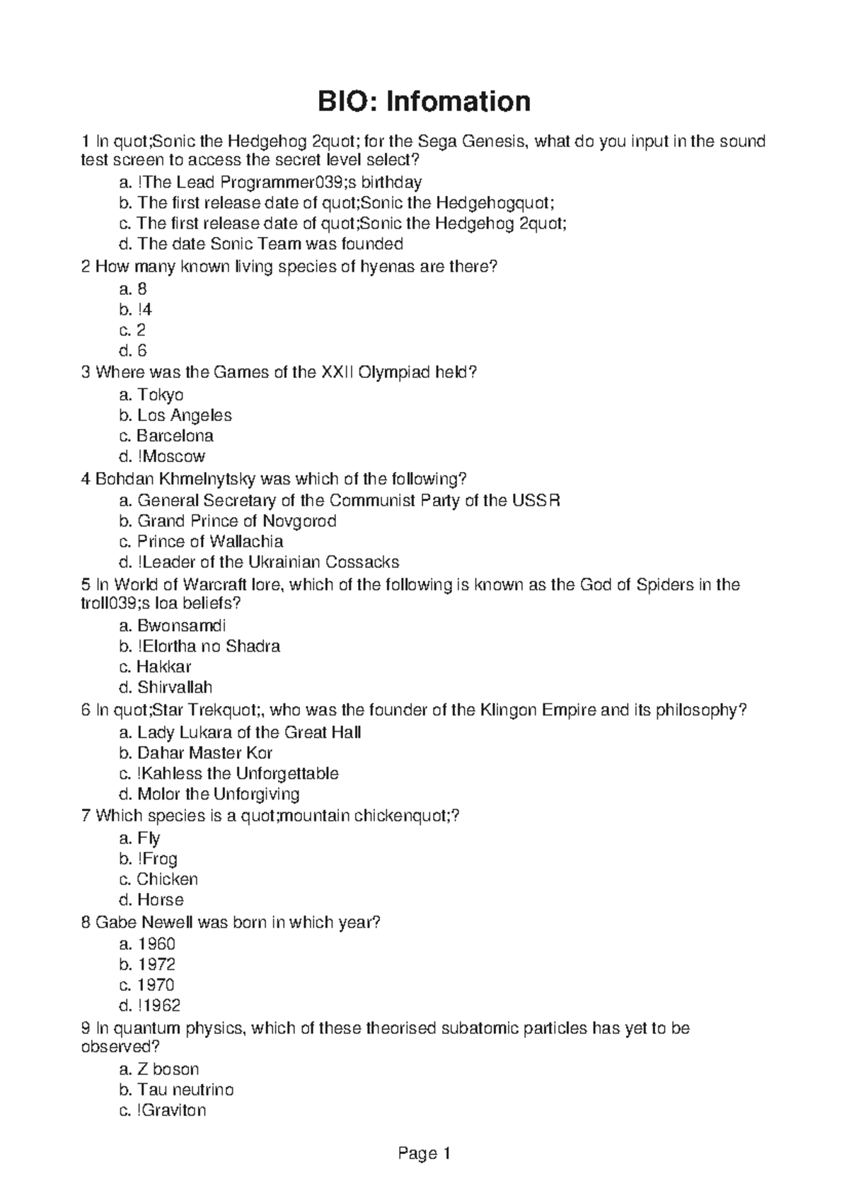 BIO137-Summary-1 - BIO137-Research-8 - BIO: Infomation 1 In quot;Sonic the Hedgehog 2quot; for ...