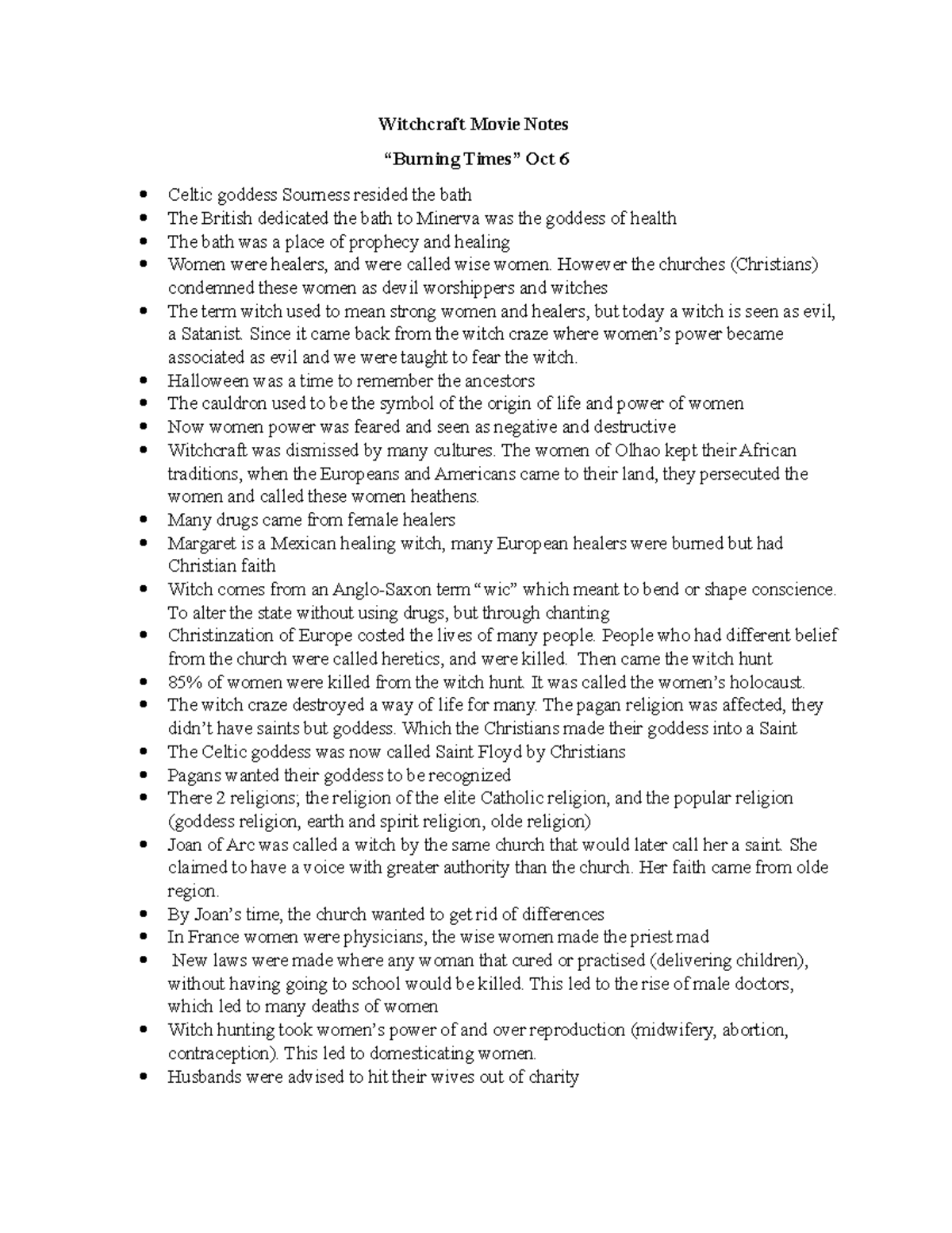 Witchcraft Movie Notes - Witchcraft Movie Notes “Burning Times” Oct 6 ...