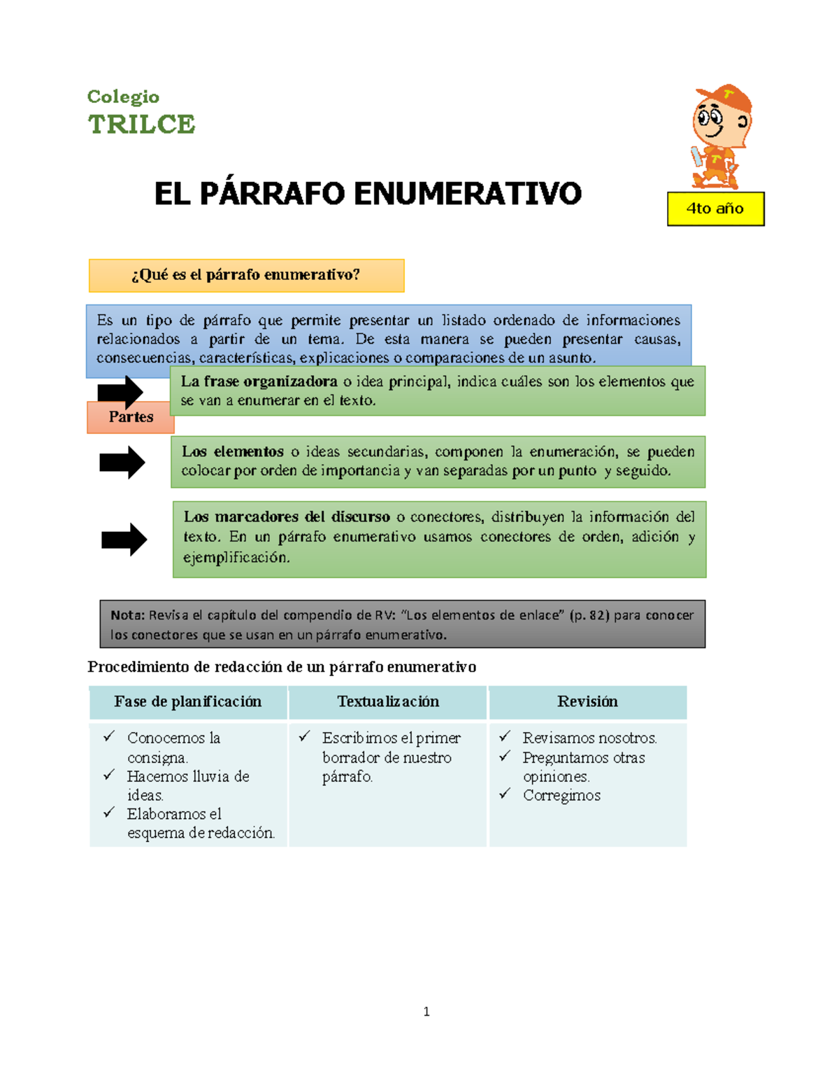 Enumeracion 4to - COMPRENSION Y REDACCION - Colegio TRILCE EL PÁRRAFO ...