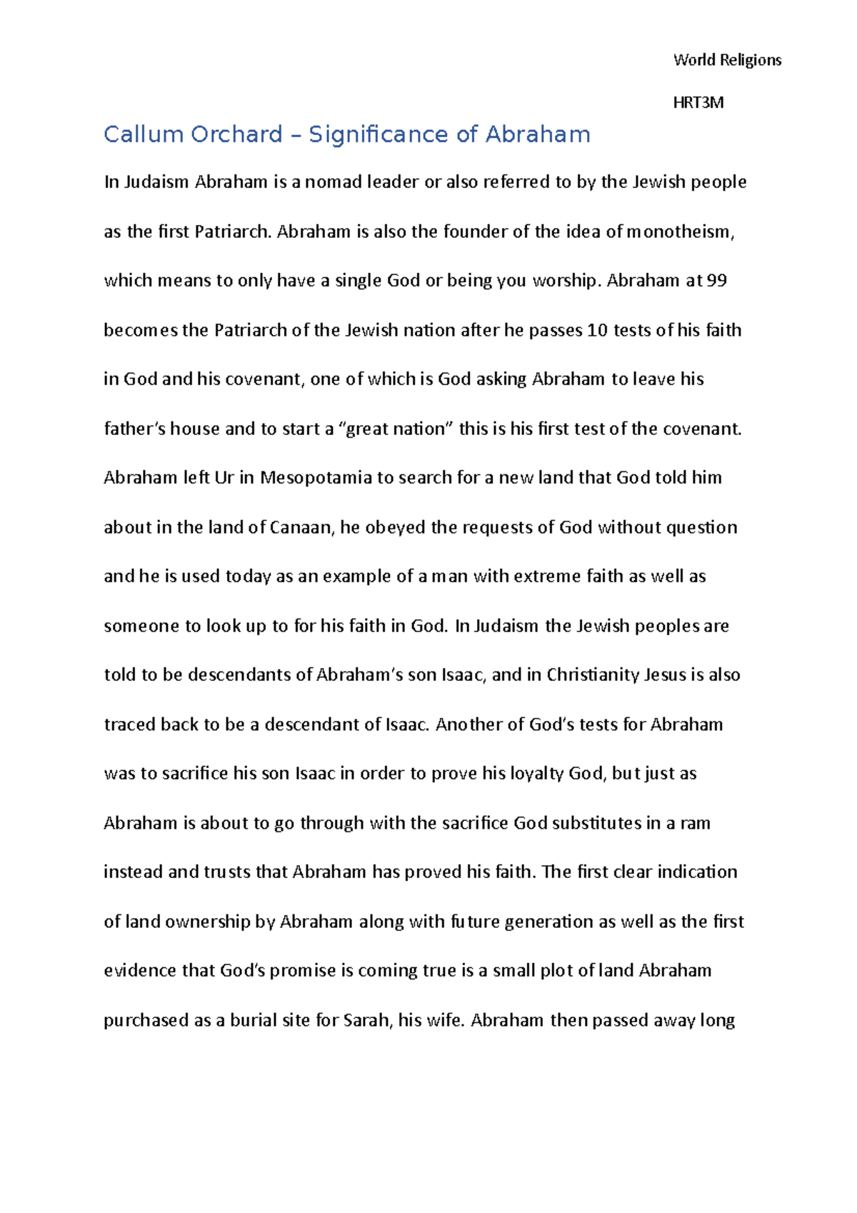 Significance of Abraham in a rascist society with me - Callum Orchard ...