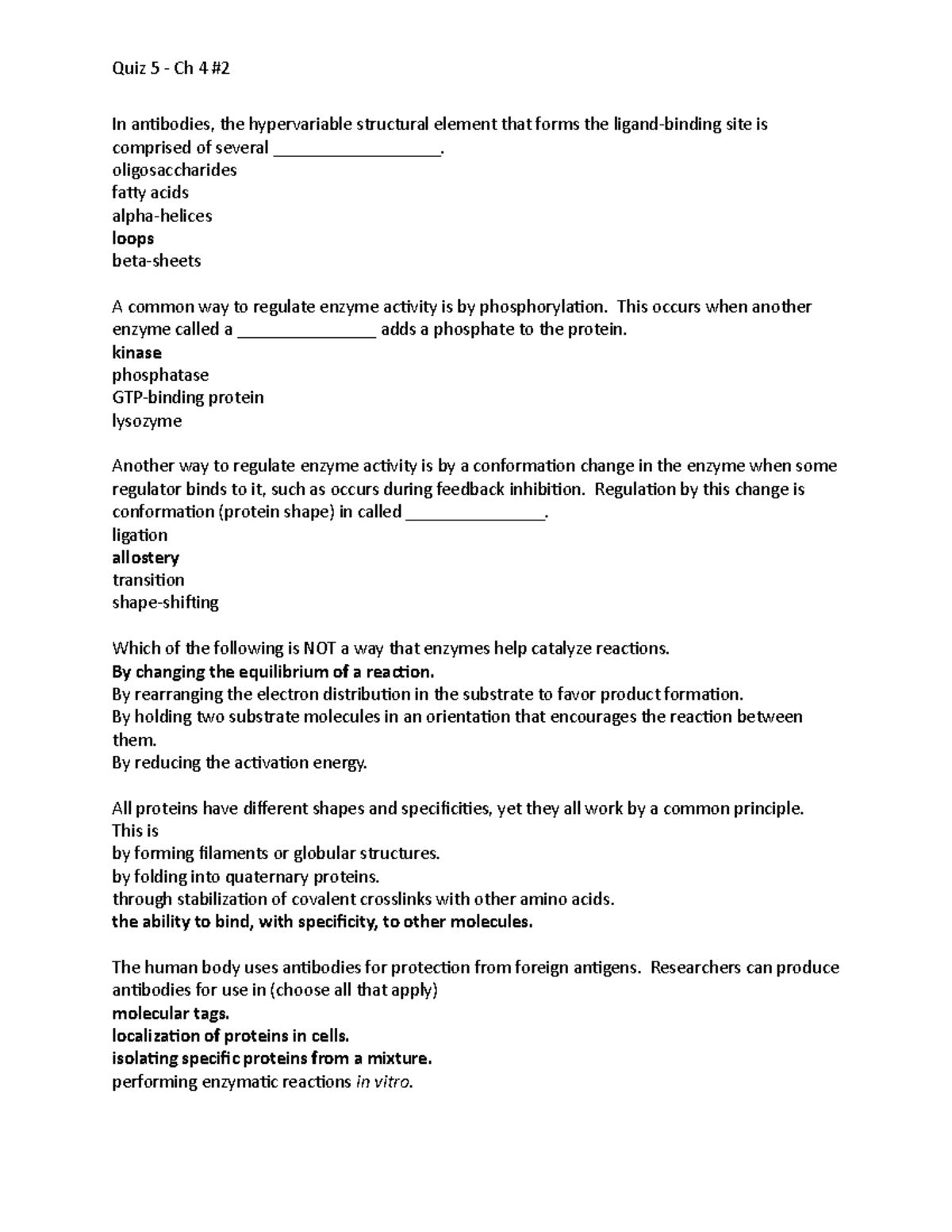Chapter 4, part 2 Quiz Cell Biology 341 - Quiz 5 - Ch 4 #2 In ...