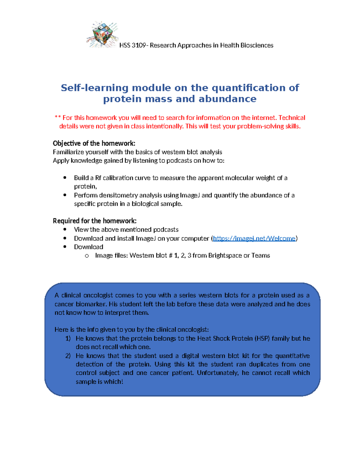 Protein quantification assignment HSS3109 - Self-learning module on the ...