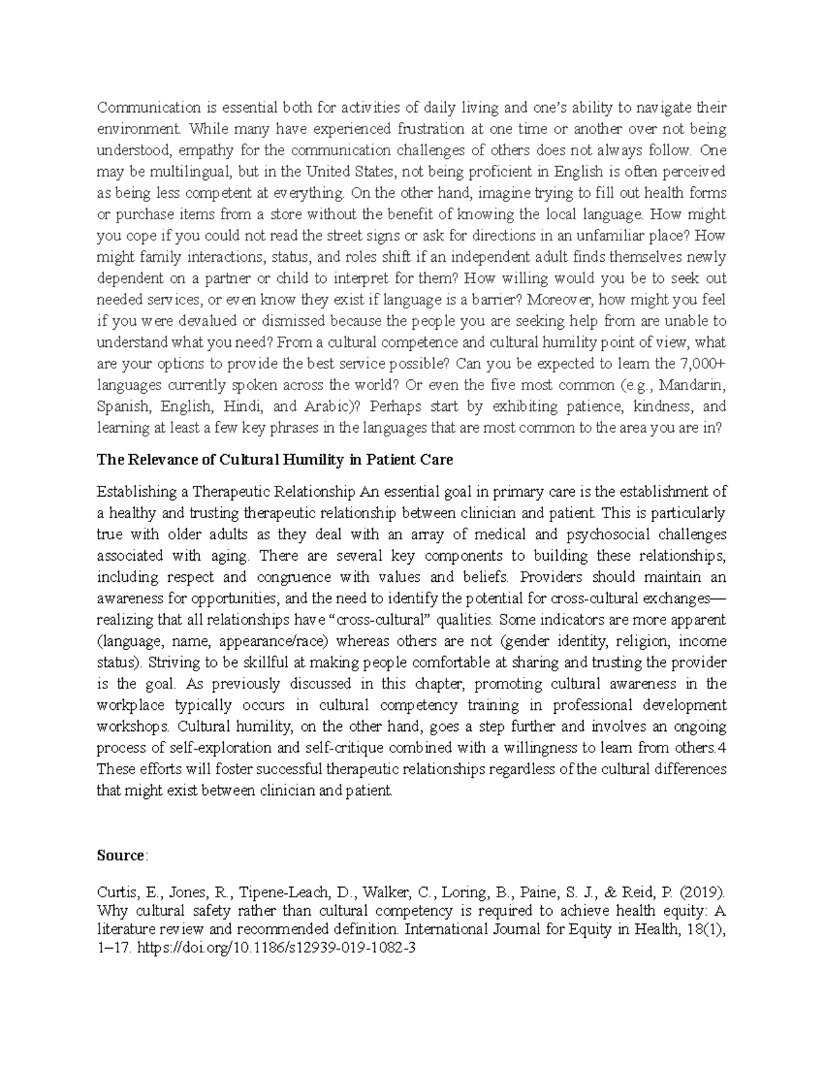 Communication is essential both for activities of daily living and one ...