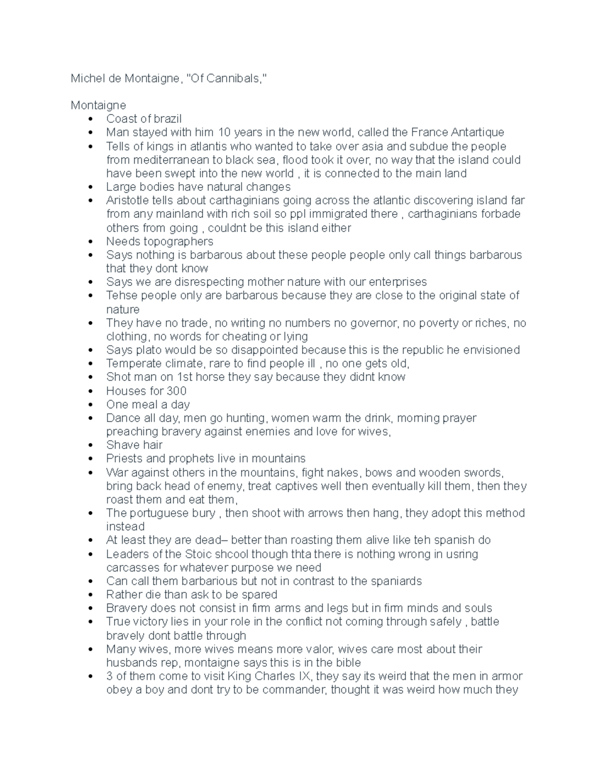 Montaignenotes - reading notes - Michel de Montaigne, "Of Cannibals ...