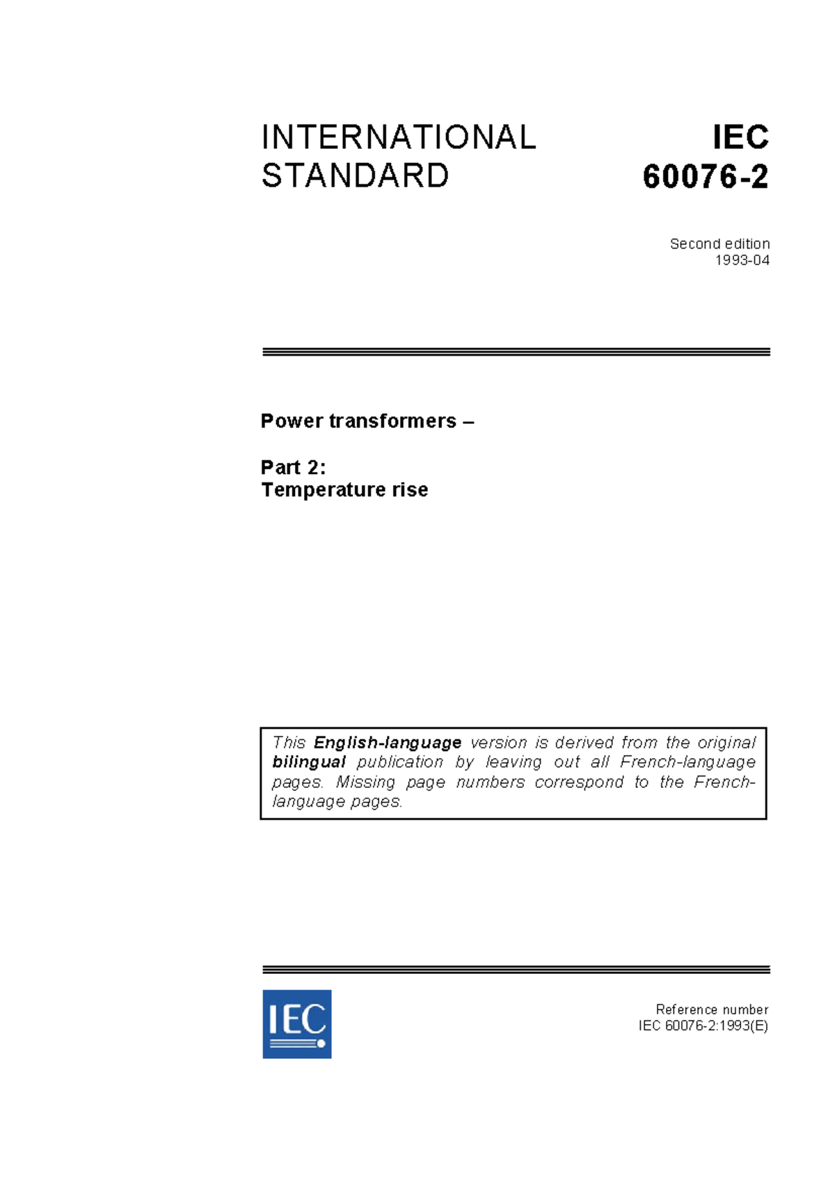 1. Transformadores de potencia Parte 2 Aumento de temperatura IEC-60076 ...
