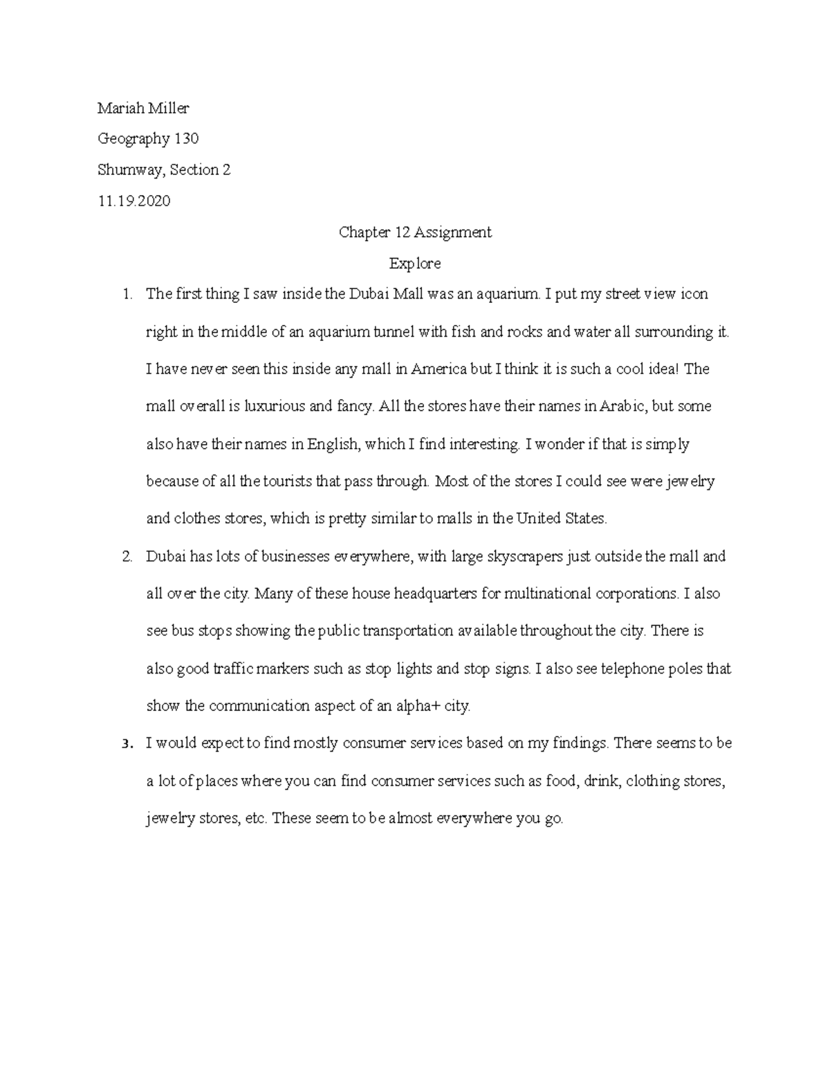 Chapter 12 Assignment - Mariah Miller Geography 130 Shumway, Section 2 ...
