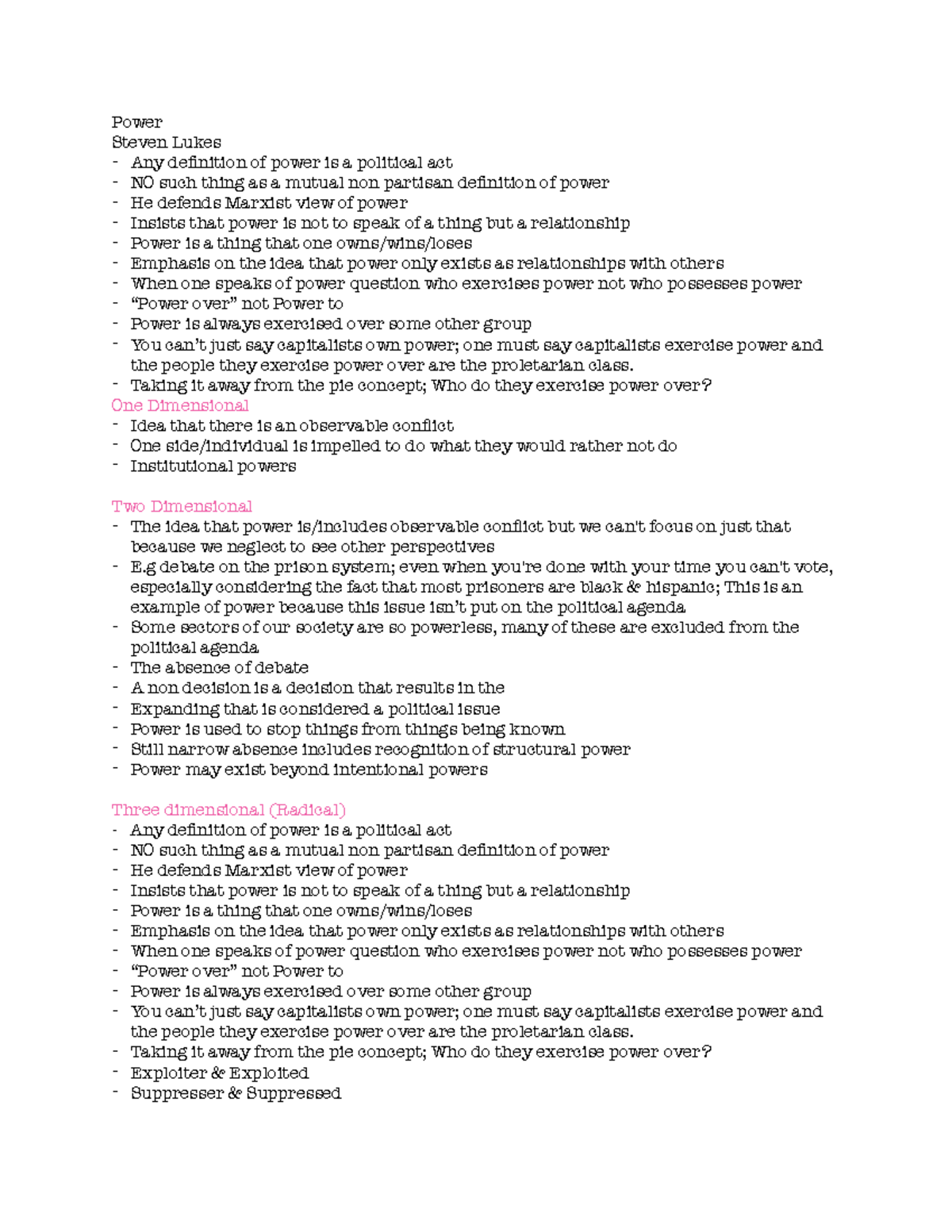 Politics Lecture-Power - Power Steven Lukes - Any definition of power ...