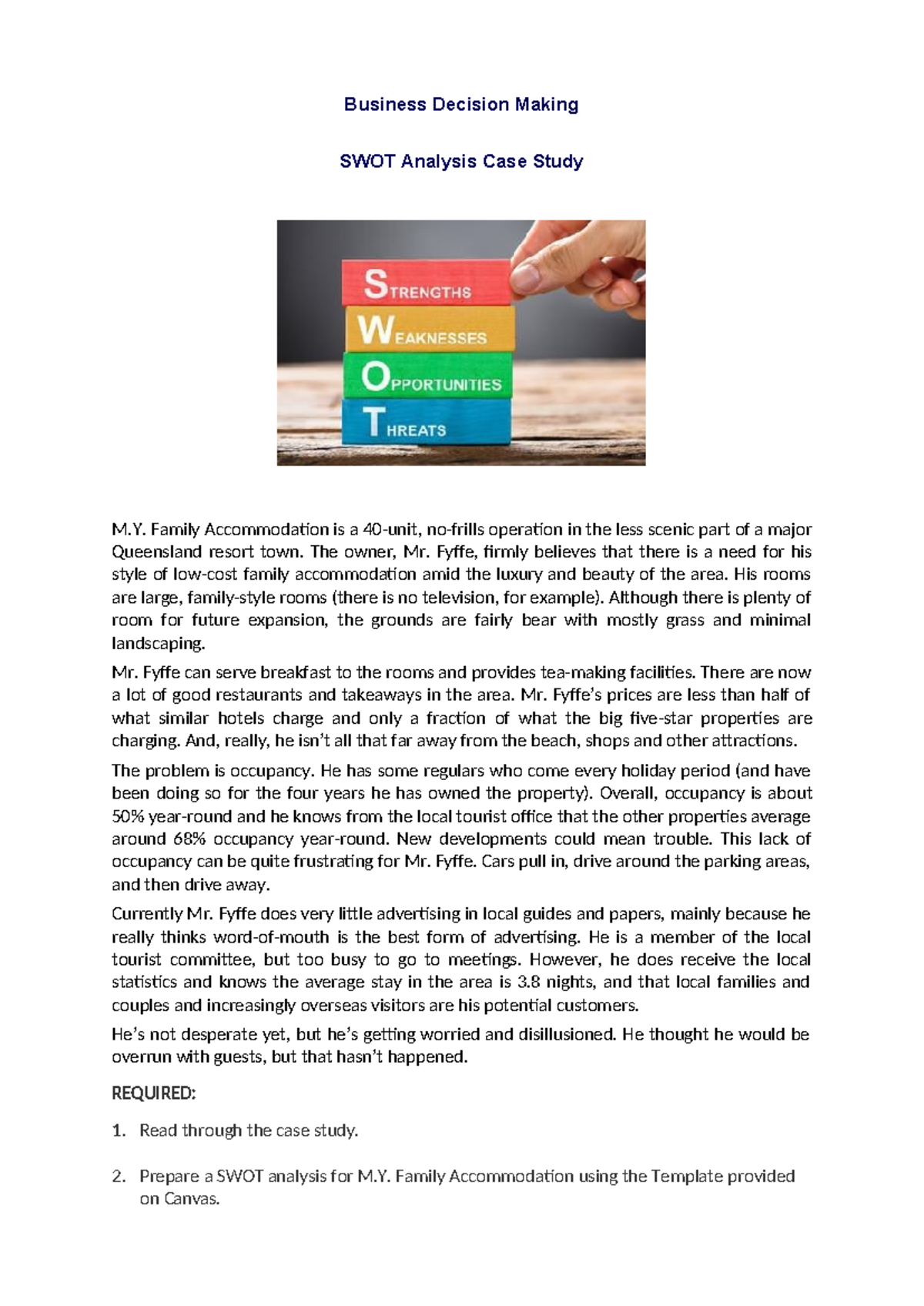 SWOT Analysis Case Study MELB - Business Decision Making SWOT Analysis ...