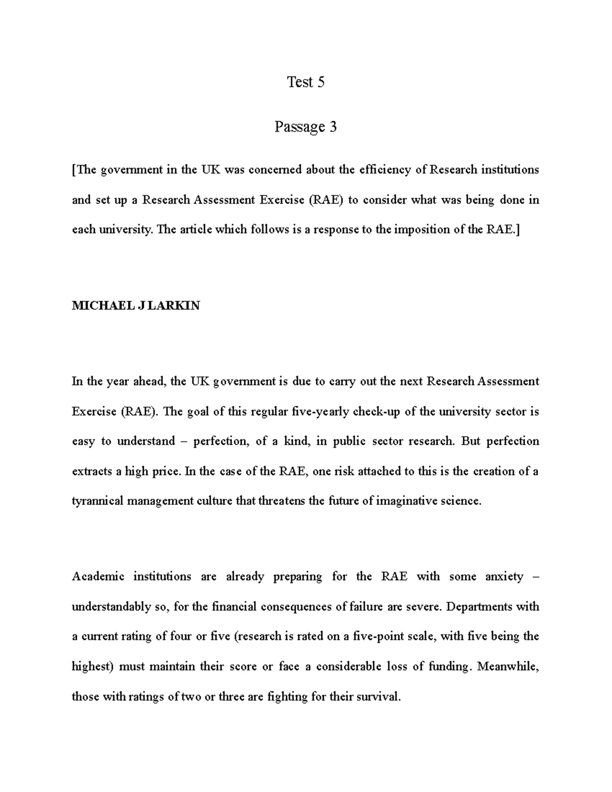 The government in the UK - The article which follows is a response to ...