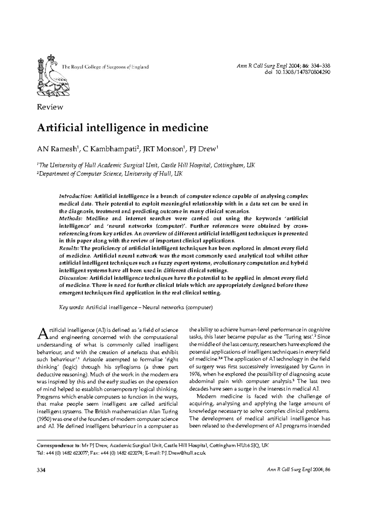 Arti - nine - A rtificial intelligence (AI) is defined as ‘a field of ...