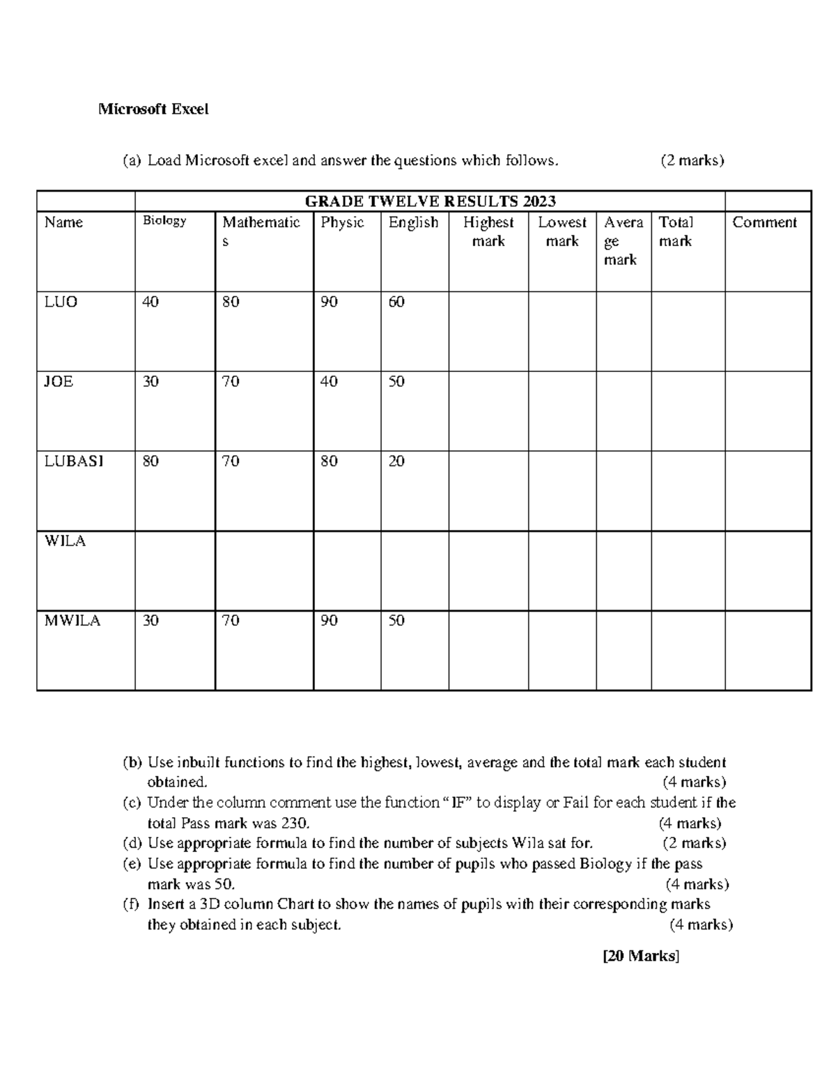 Microsoft Excel - lecture notes - Microsoft Excel (a) Load Microsoft ... Microsoft Excel - lecture notes - Microsoft Excel (a) Load Microsoft ...