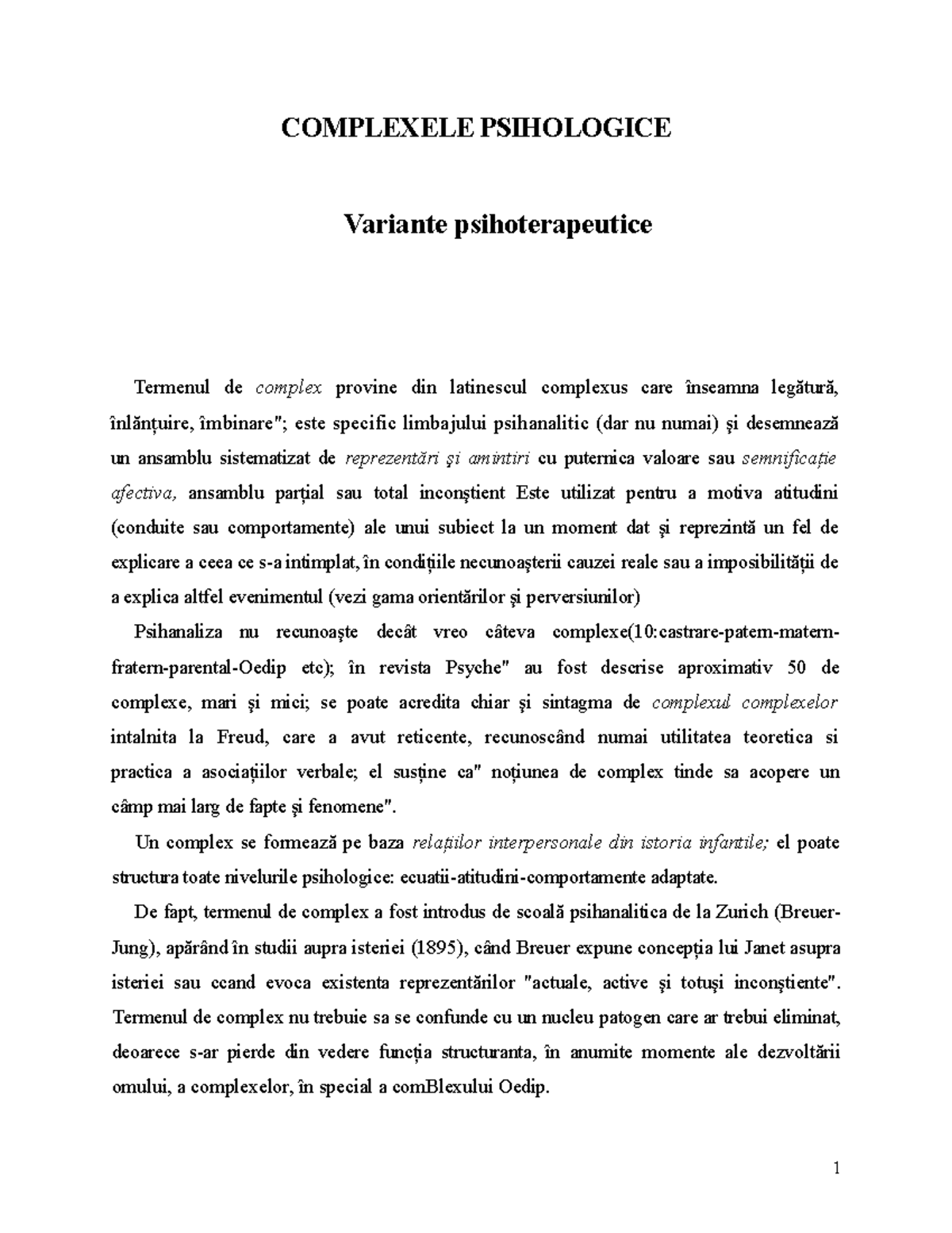 Document 1 - test - COMPLEXELE PSIHOLOGICE Variante psihoterapeutice ...
