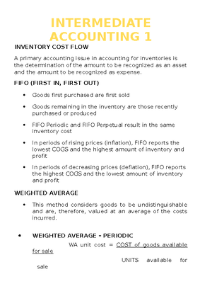 Intermediate Accounting 1 - INTERMEDIATE ACCOUNTING 1 LOWER OF COST AND ...