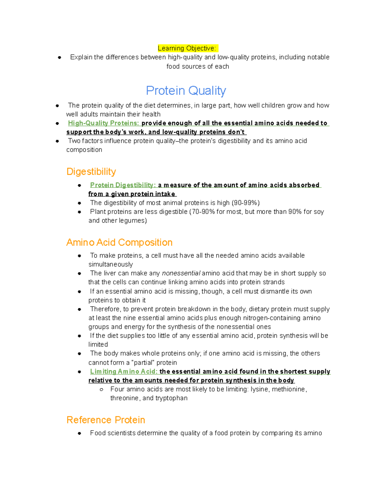 6.4 Proteins in Food - Chapter of 6 section 6.4 book notes from Cenage ...