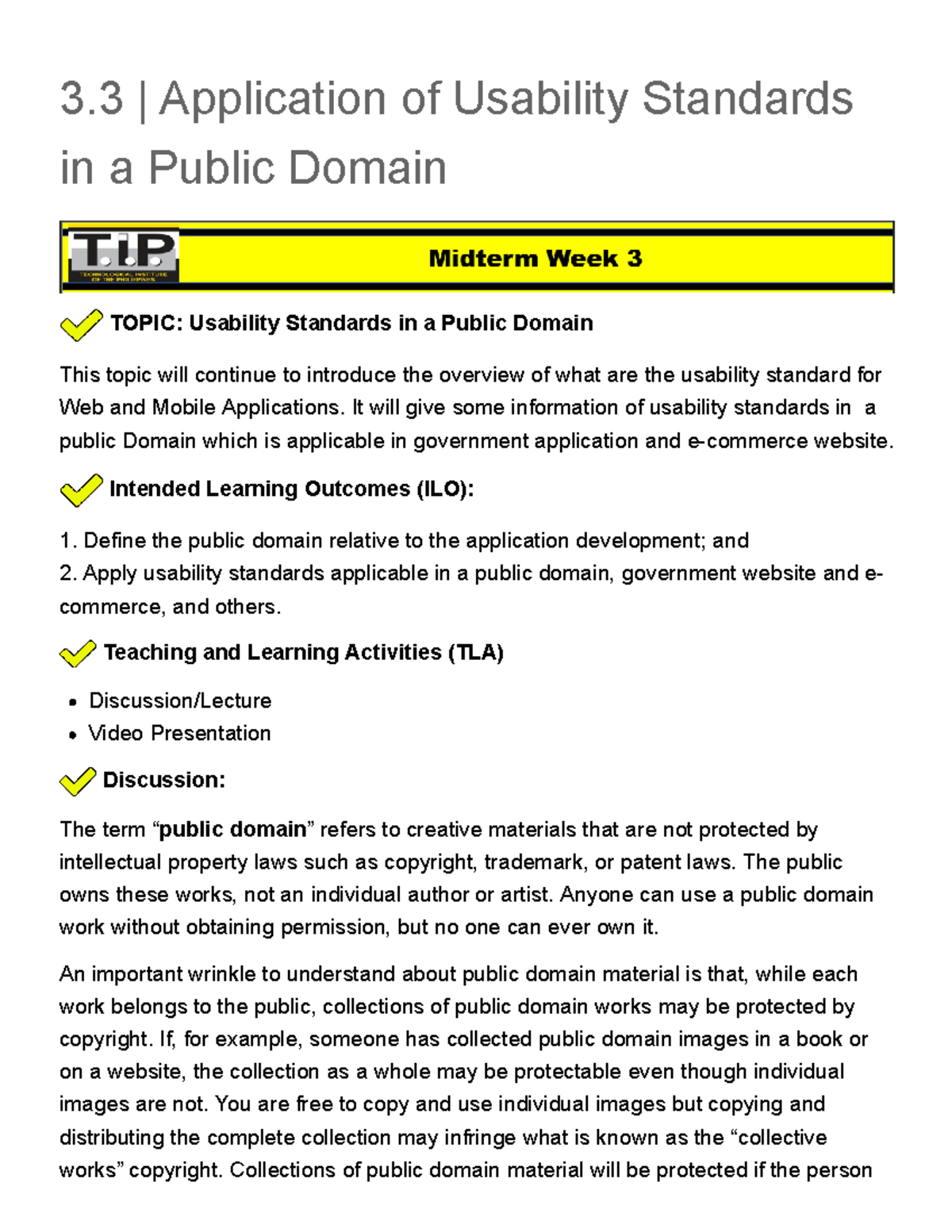 3.3 Application of Usability Standards in a Public Domain CITE 006 ...