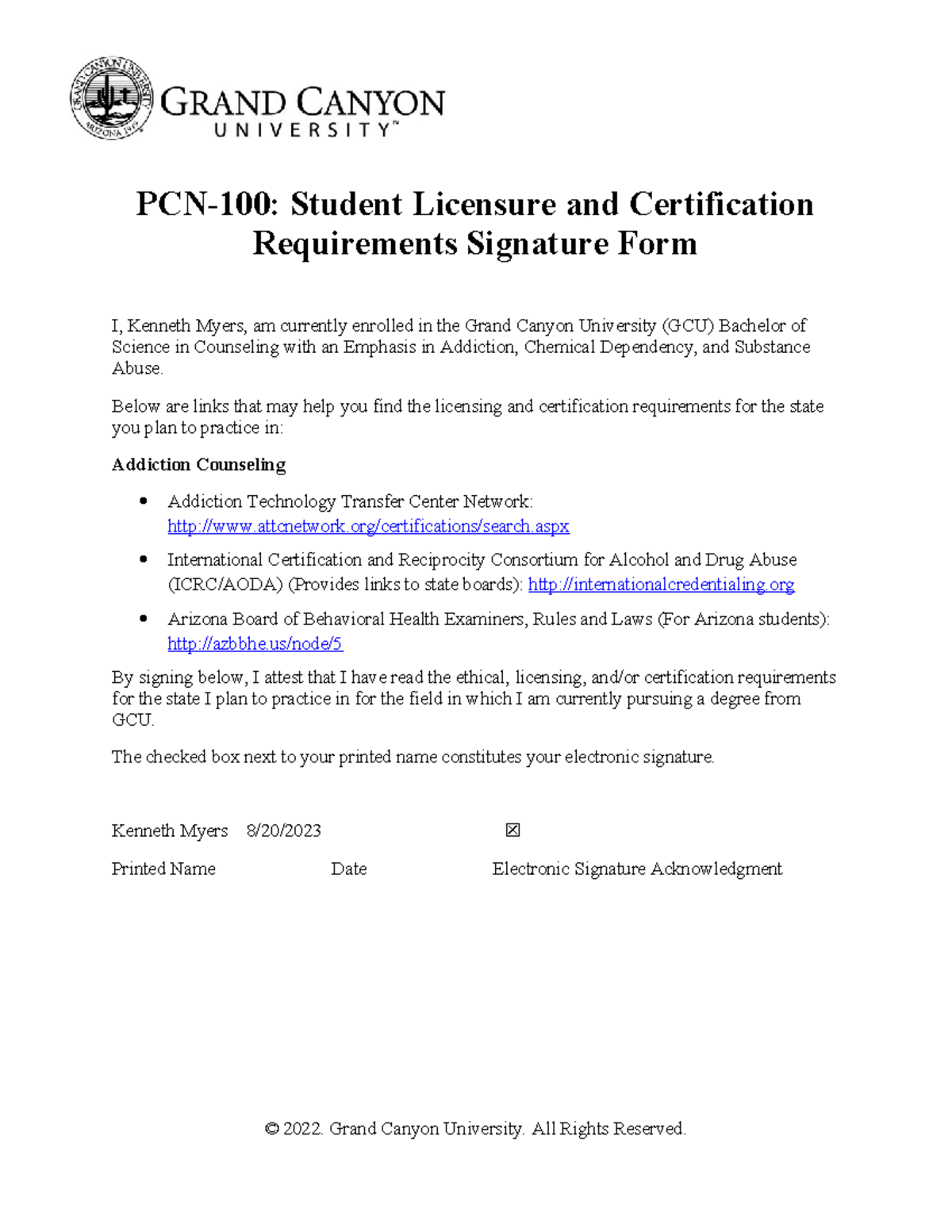 Kenneth Myers PCN-100-RS-T3Student Licensure Certification Requirements ...