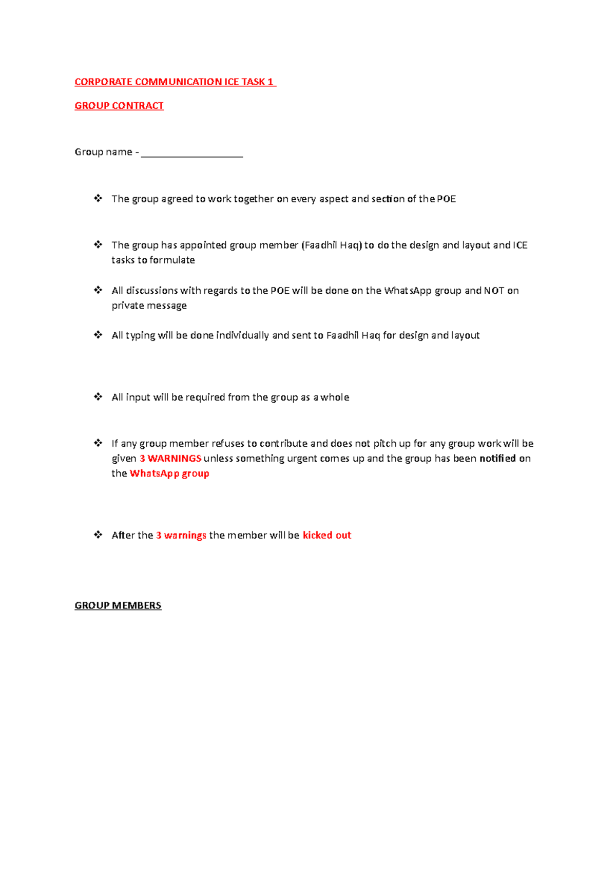 ICE TASK 1 - work given by the lecturer to complete for marks ...