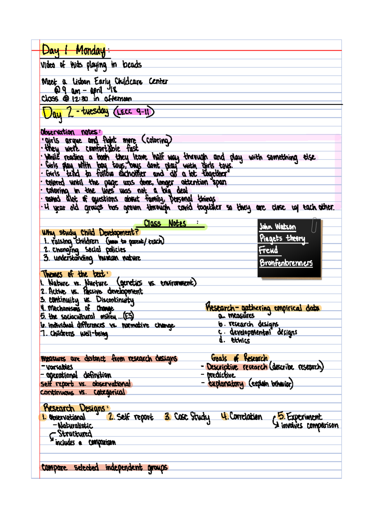 Child Development notes week 1 - Day I Monday video of kidsplaying in ...