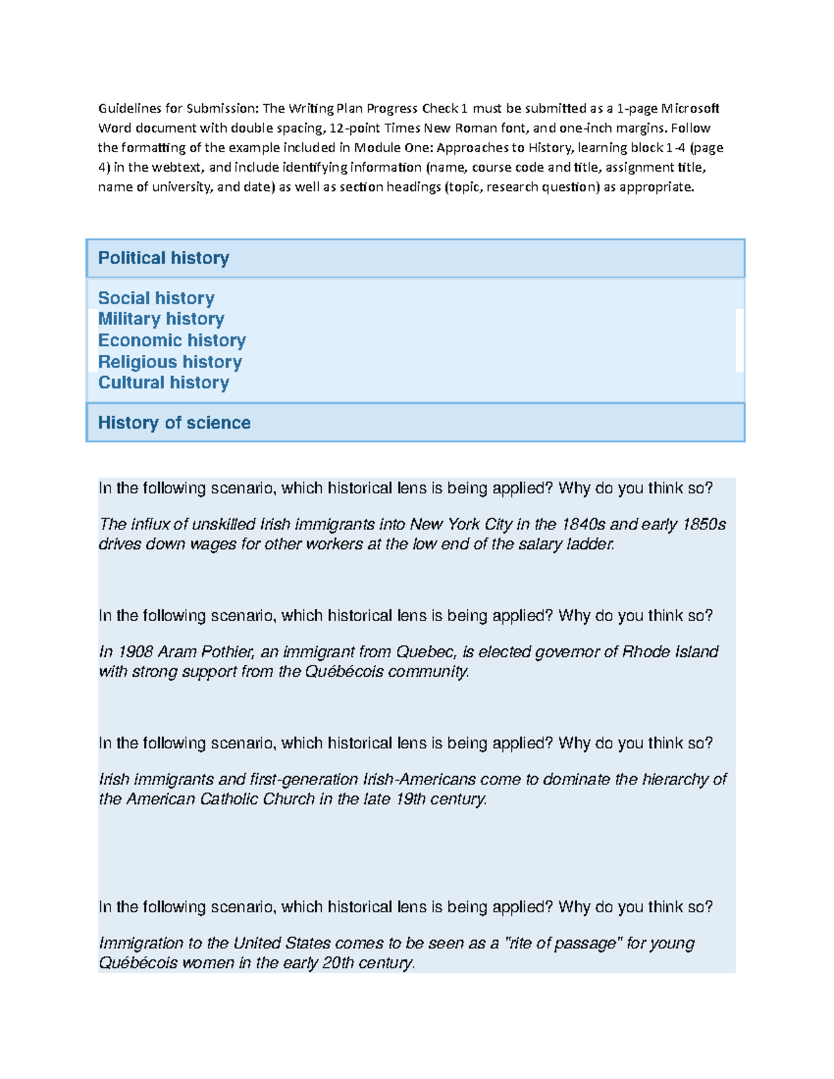 History WEEK 1 - These items are for anyone's help - Guidelines for ...