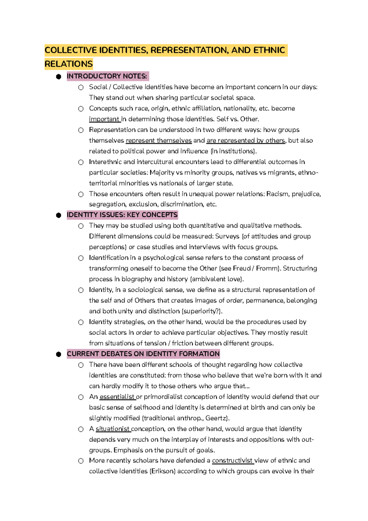 UNIT 1 Multiculturalism - COLLECTIVE IDENTITIES, REPRESENTATION, AND ...