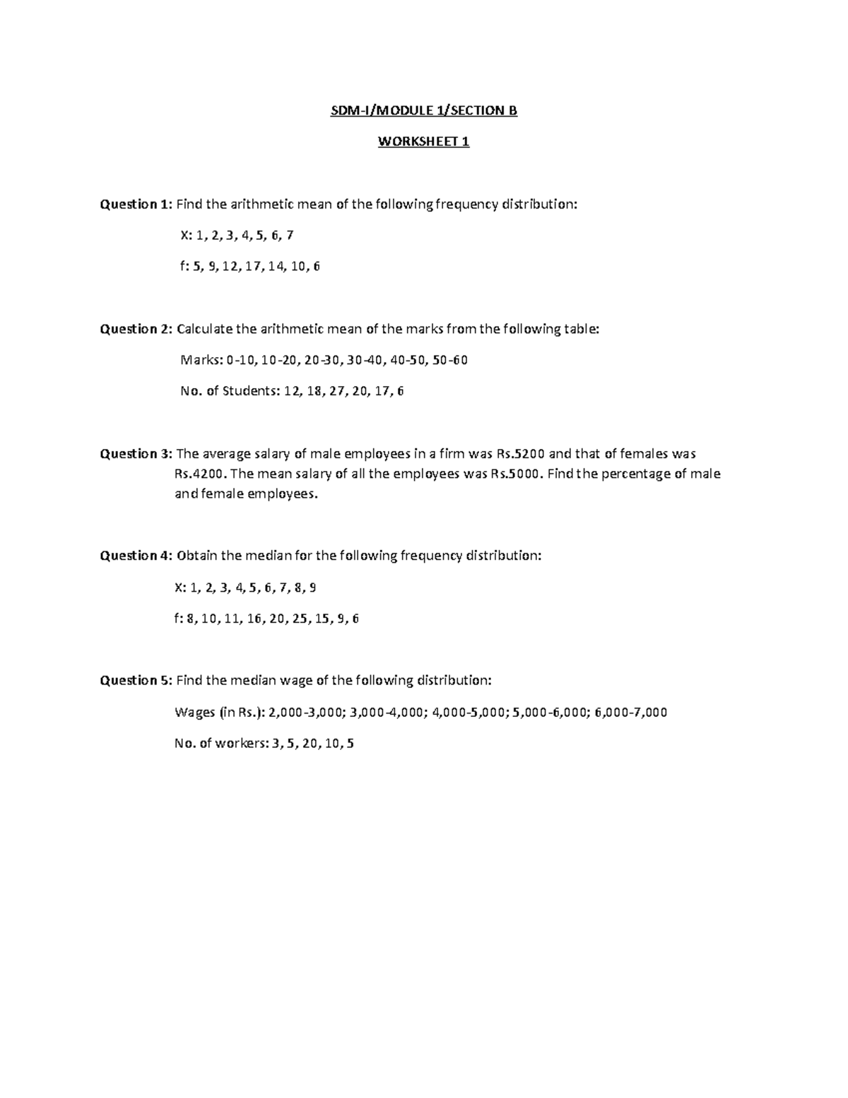 Module 1 Worksheet - SDM-I/MODULE 1/SECTION B WORKSHEET 1 Question 1 ...