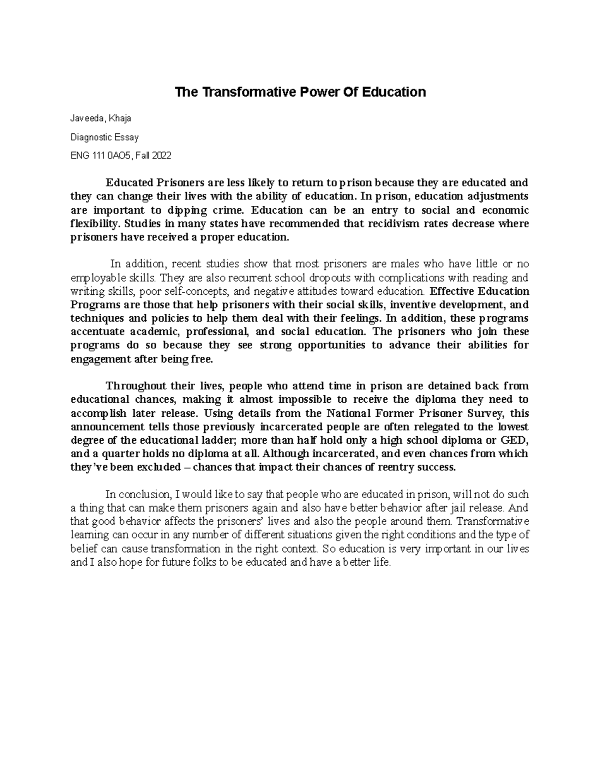 The Transformative Power Of Education The Transformative Power Of