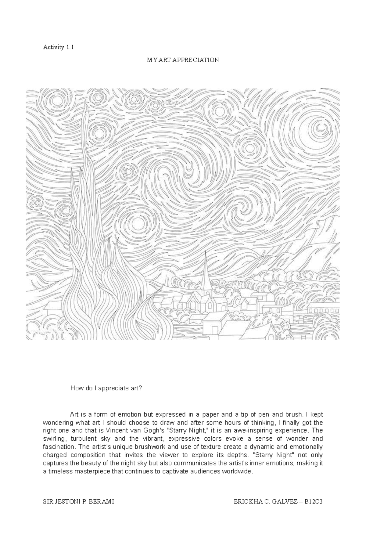 Art appreciation acitivity 1.1 ^J - Activity 1. MY ART APPRECIATION How ...