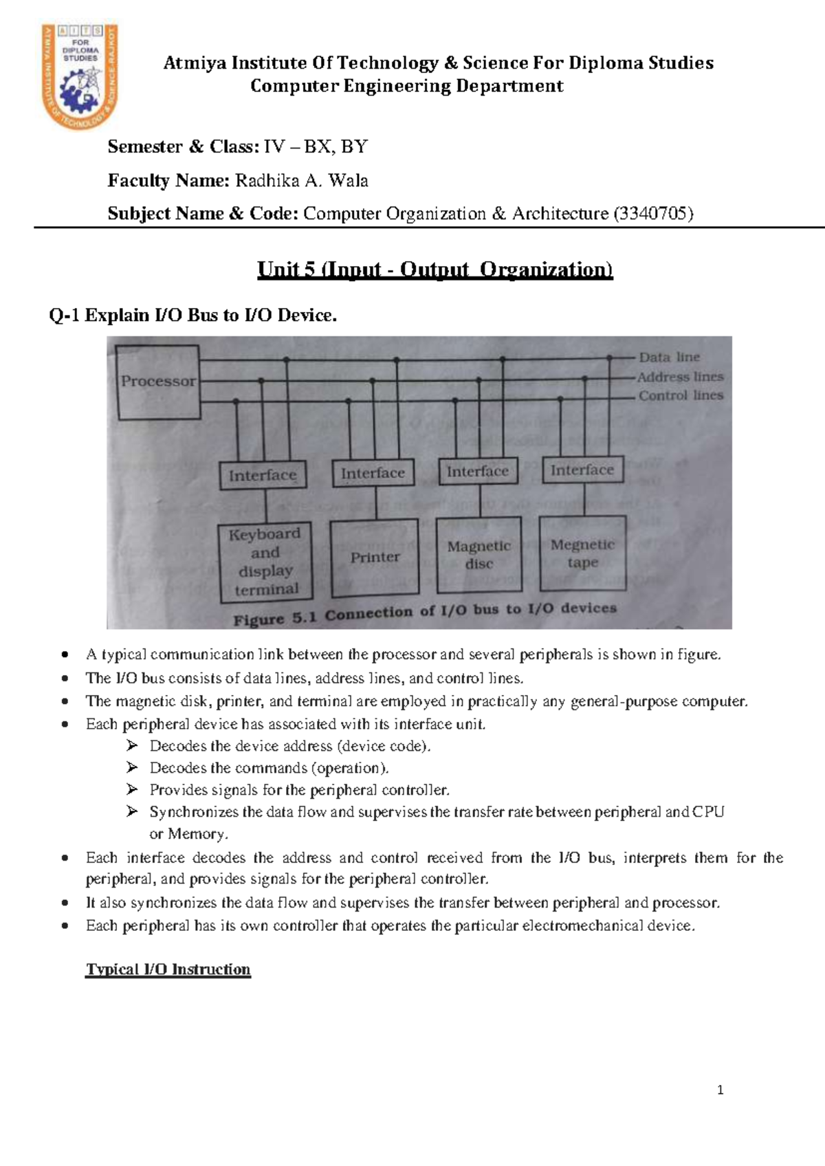 Unit - 5 - unit 5 - Computer Engineering Department Semester & Class ...