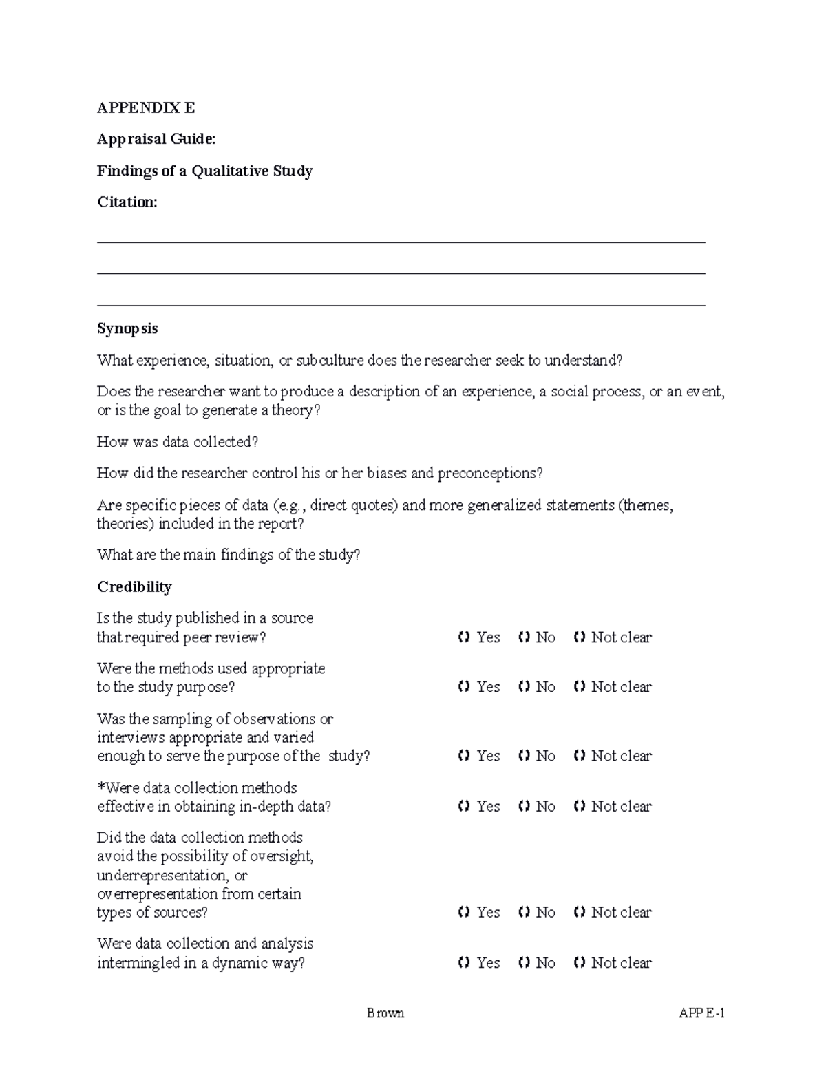 Qualitative Review for testin - APPENDIX E Appraisal Guide: Findings of ...