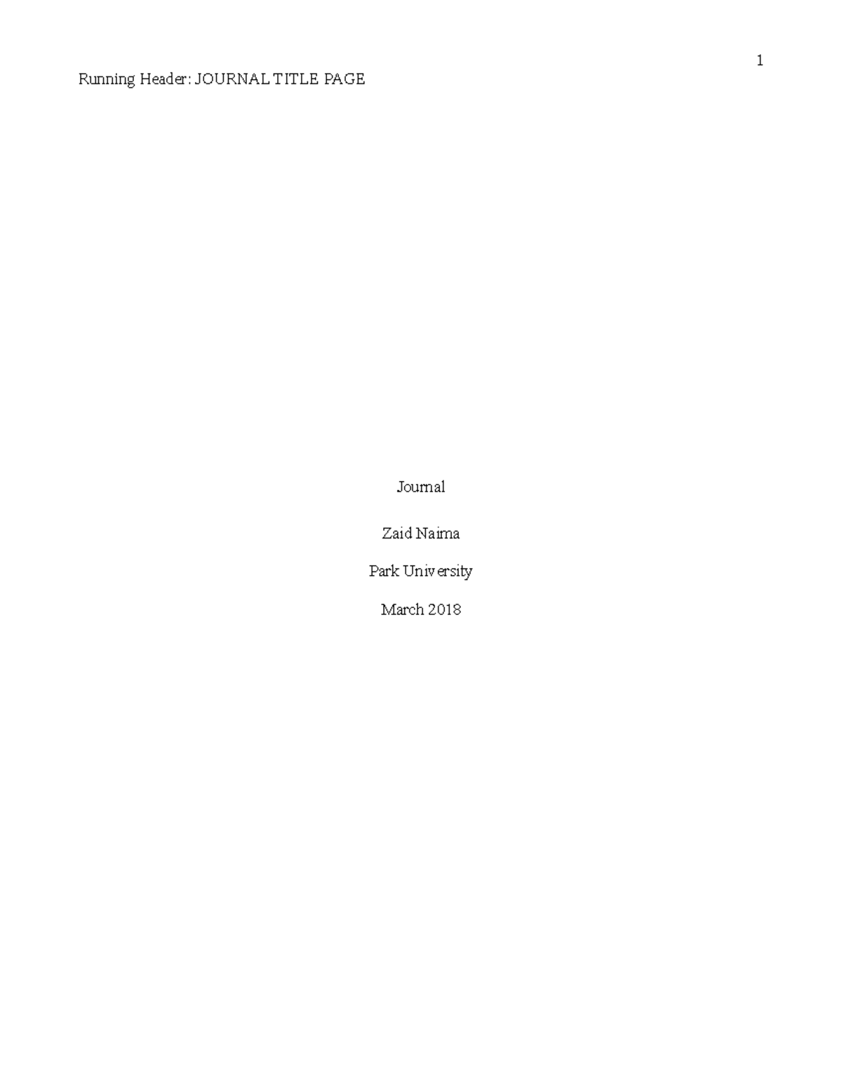 Unit 1 Journal HA 611 - Mandatory Homework - 1 Running Header: JOURNAL ...