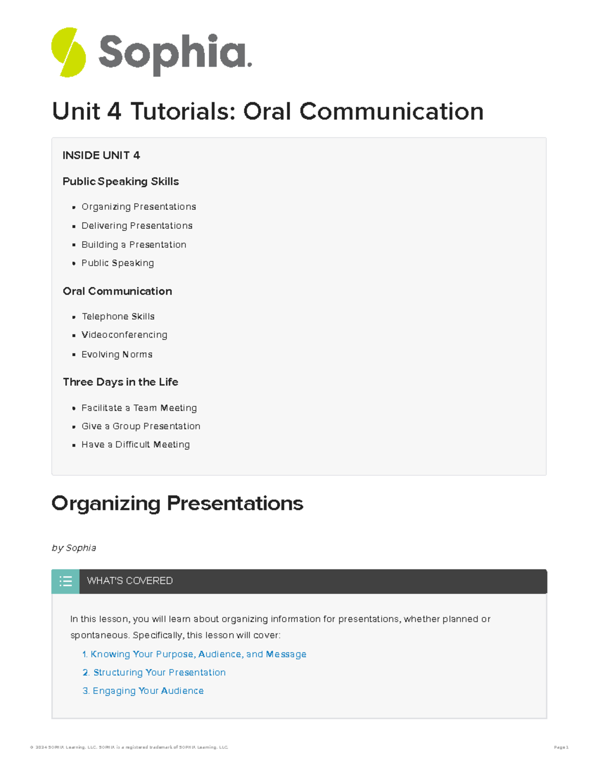 Unit 4 tutorials oral communication - Unit 4 Tutorials: Oral Communication INSIDE UNIT 4 Public ...