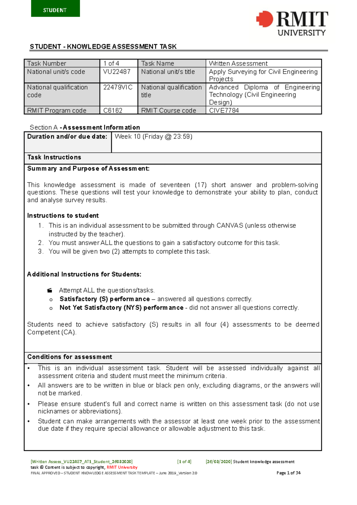 VU22487 AT1 Written Assign Student-1 re submit - STUDENT - KNOWLEDGE ...