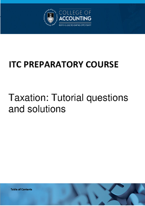 ITC Tax Tutorial 01 Annotated - ITC PREPARATORY COURSE Taxation: Tutorial 01 TAX 01: Dizzy ...