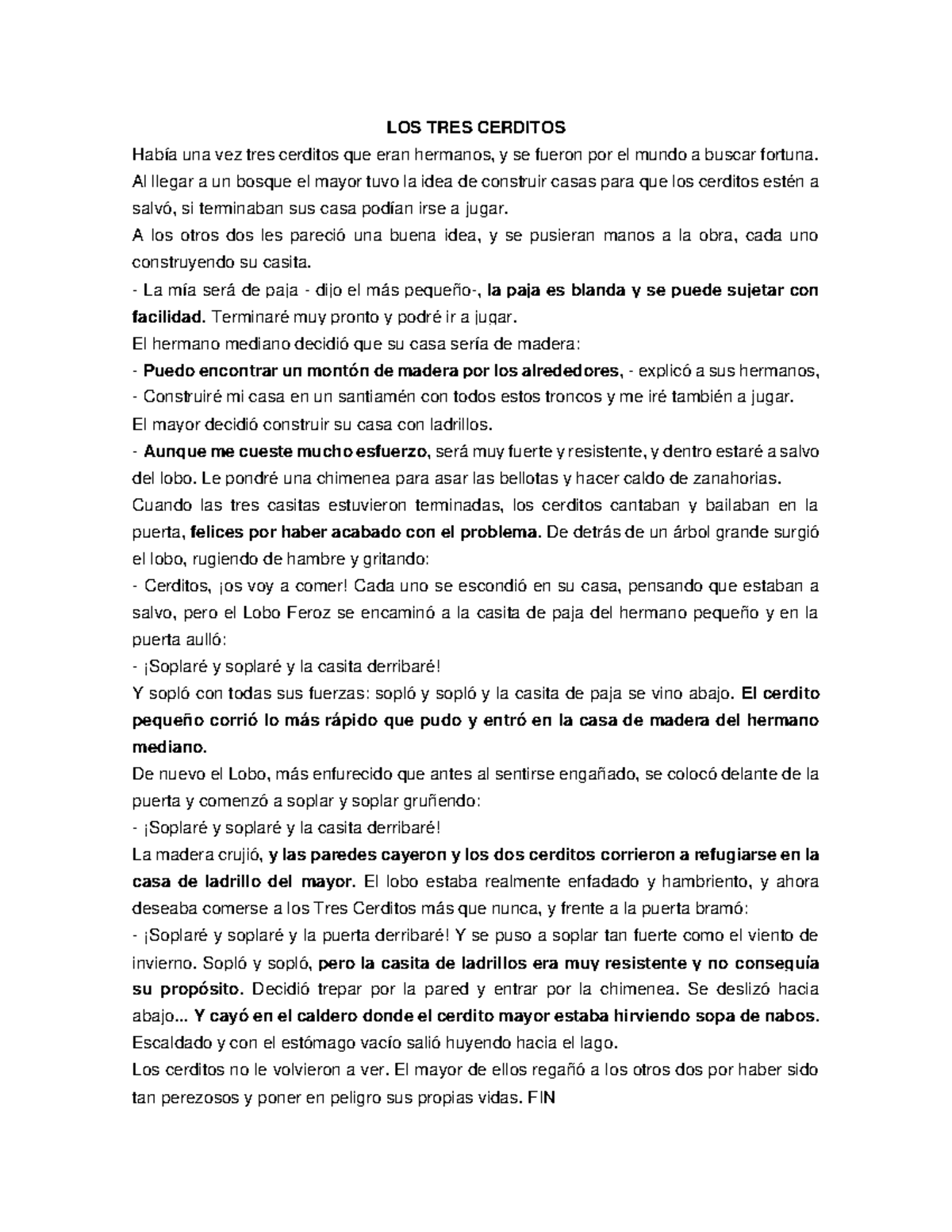 Los 3 cerditos - didactica cuento - LOS TRES CERDITOS Había una vez ...
