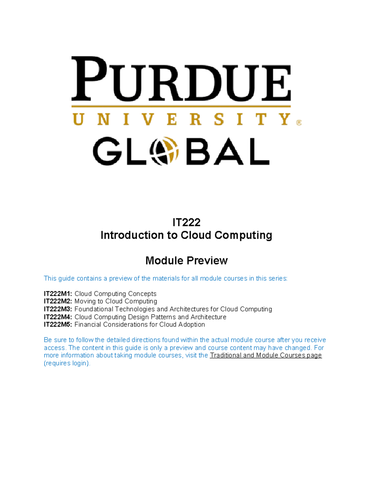 IT222 Modules Preview - Over views - IT Introduction to Cloud Computing ...