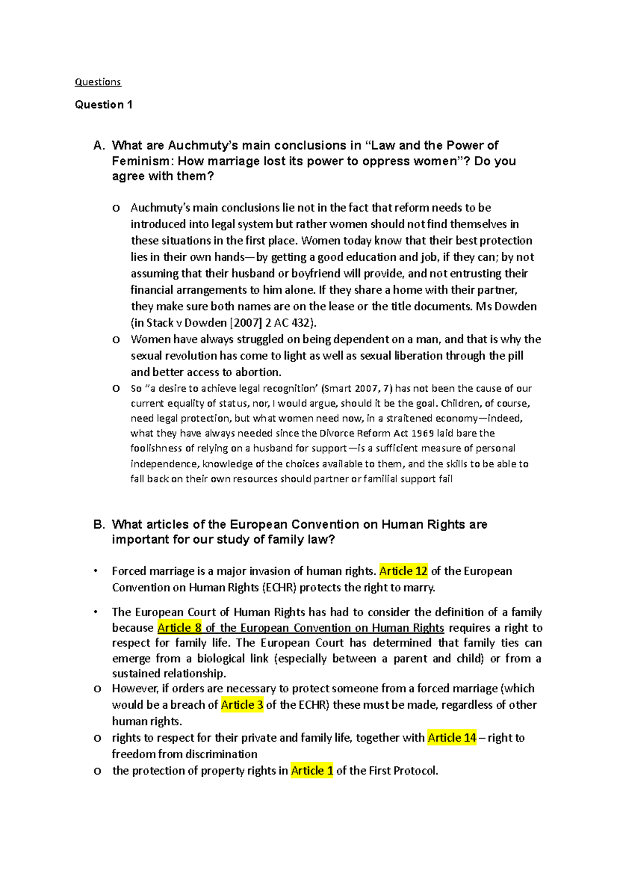 Questions - seminar 2 notes - Questions Question 1 A. What are Auchmuty ...