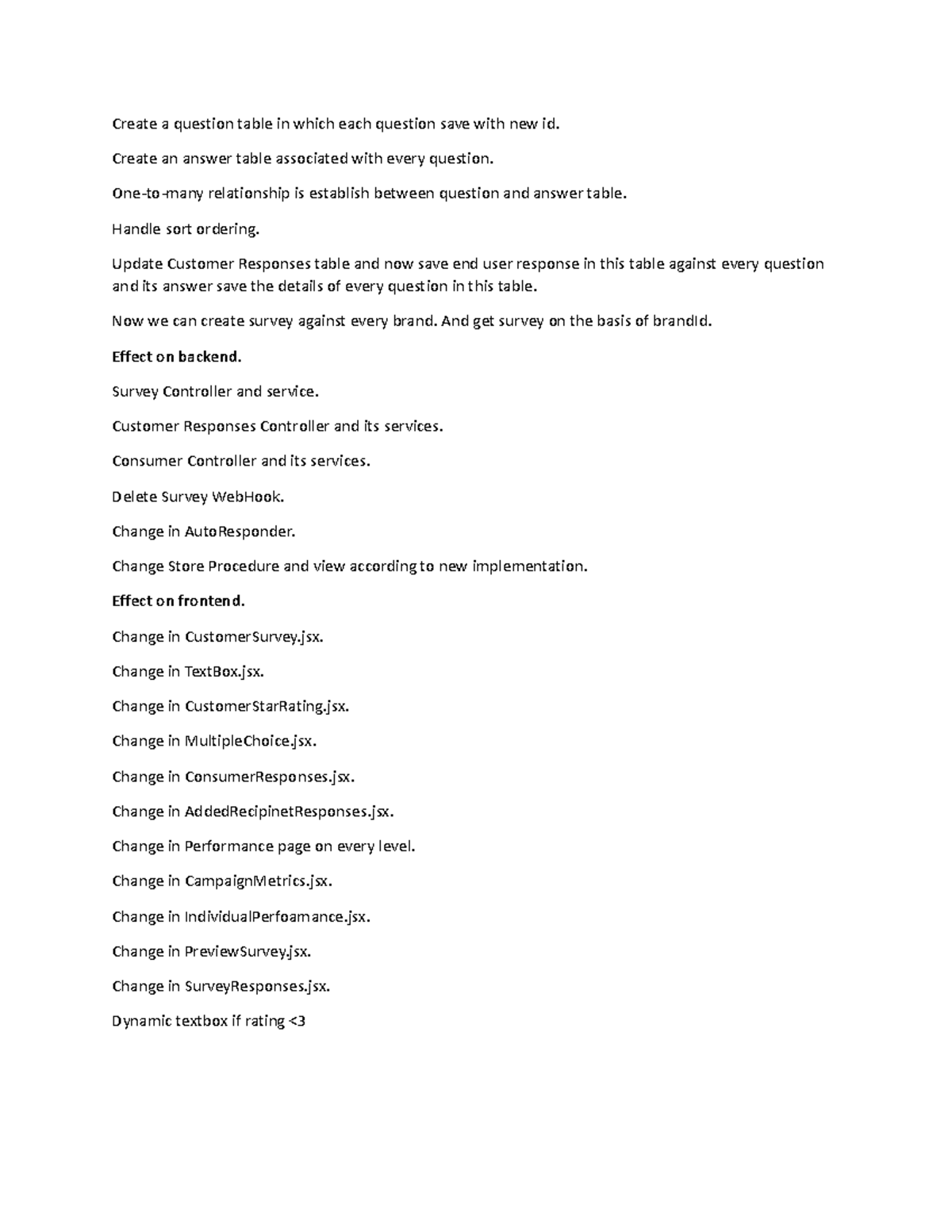 Survey Document - Create a question table in which each question save ...
